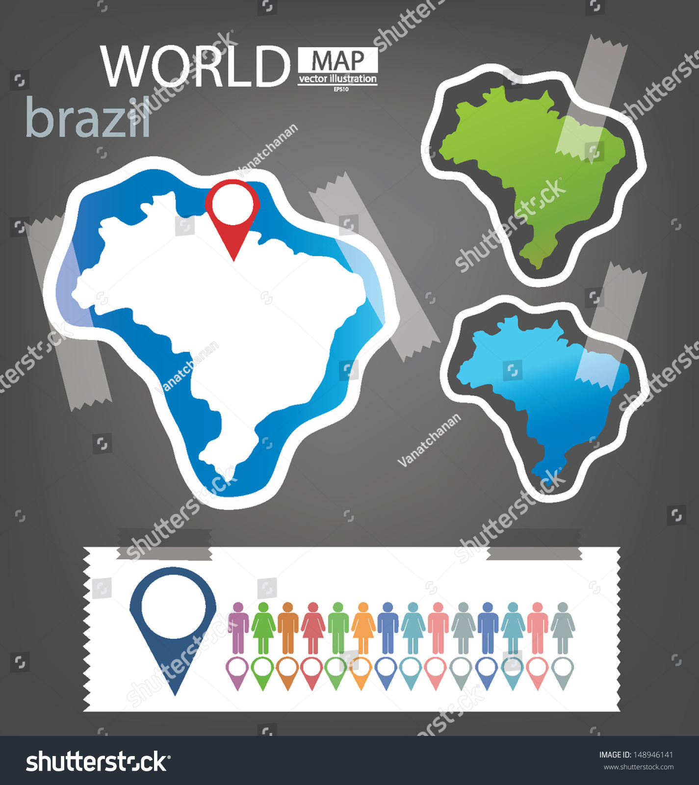 Brazil Sticker Map Vector Illustration Stock Vector (Royalty Free ...