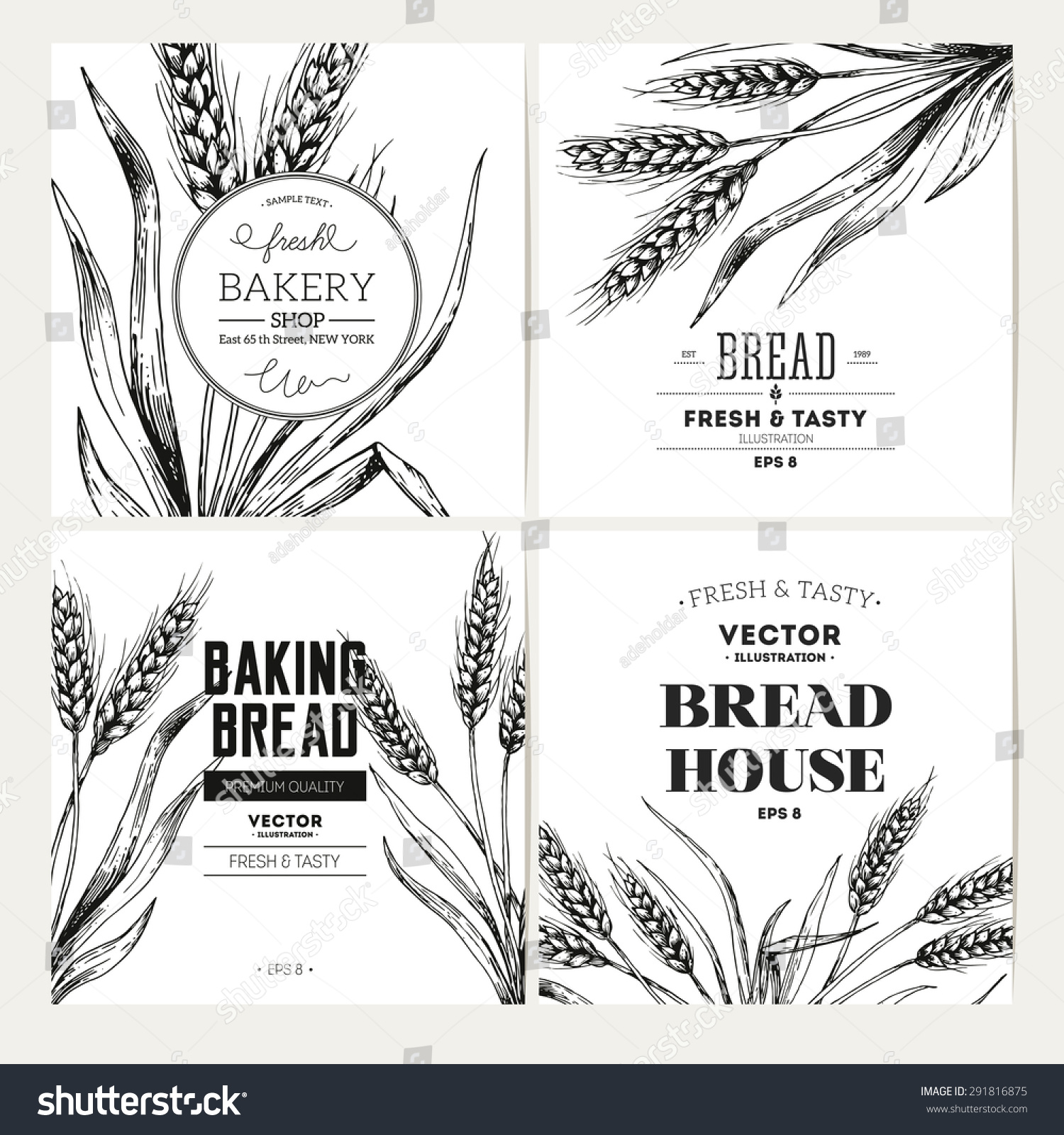 Bread Design Template Collection Banner Set Stock Vector (Royalty Free ...