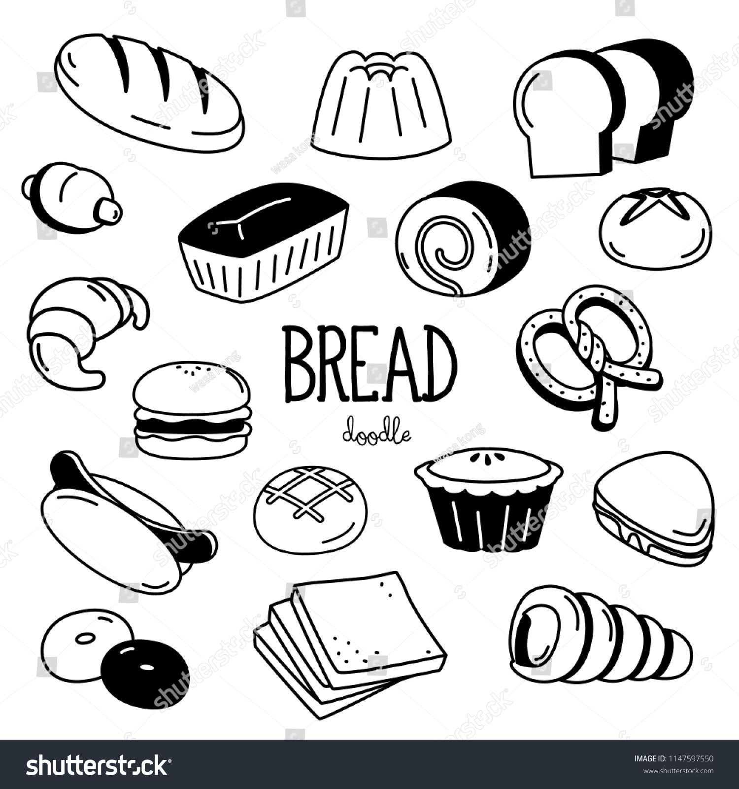 Bread Doodle Hand Drawing Styles Bread Stock Vector (Royalty Free ...