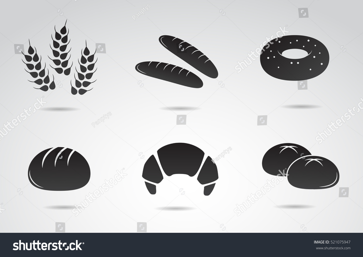 Bread Icon Set Isolated On White Stock Vector (Royalty Free) 521075947 ...