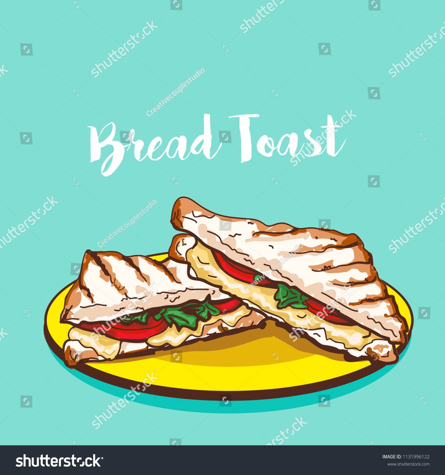 Bread Toast Sandwich Vector Stock Vector (Royalty Free) 1131996122