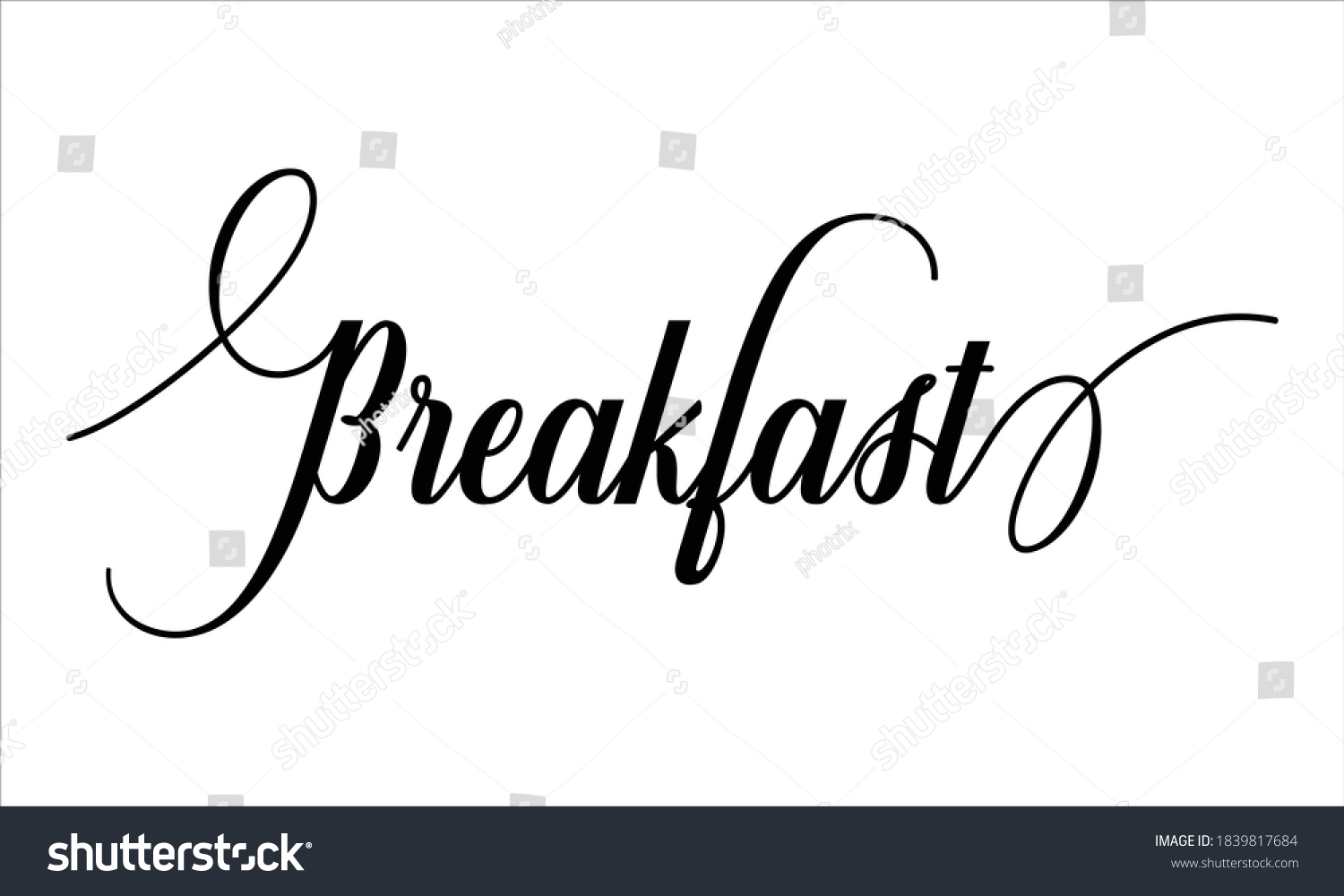 Break Fast Script Typography Cursive Calligraphy Stock Vector (Royalty ...