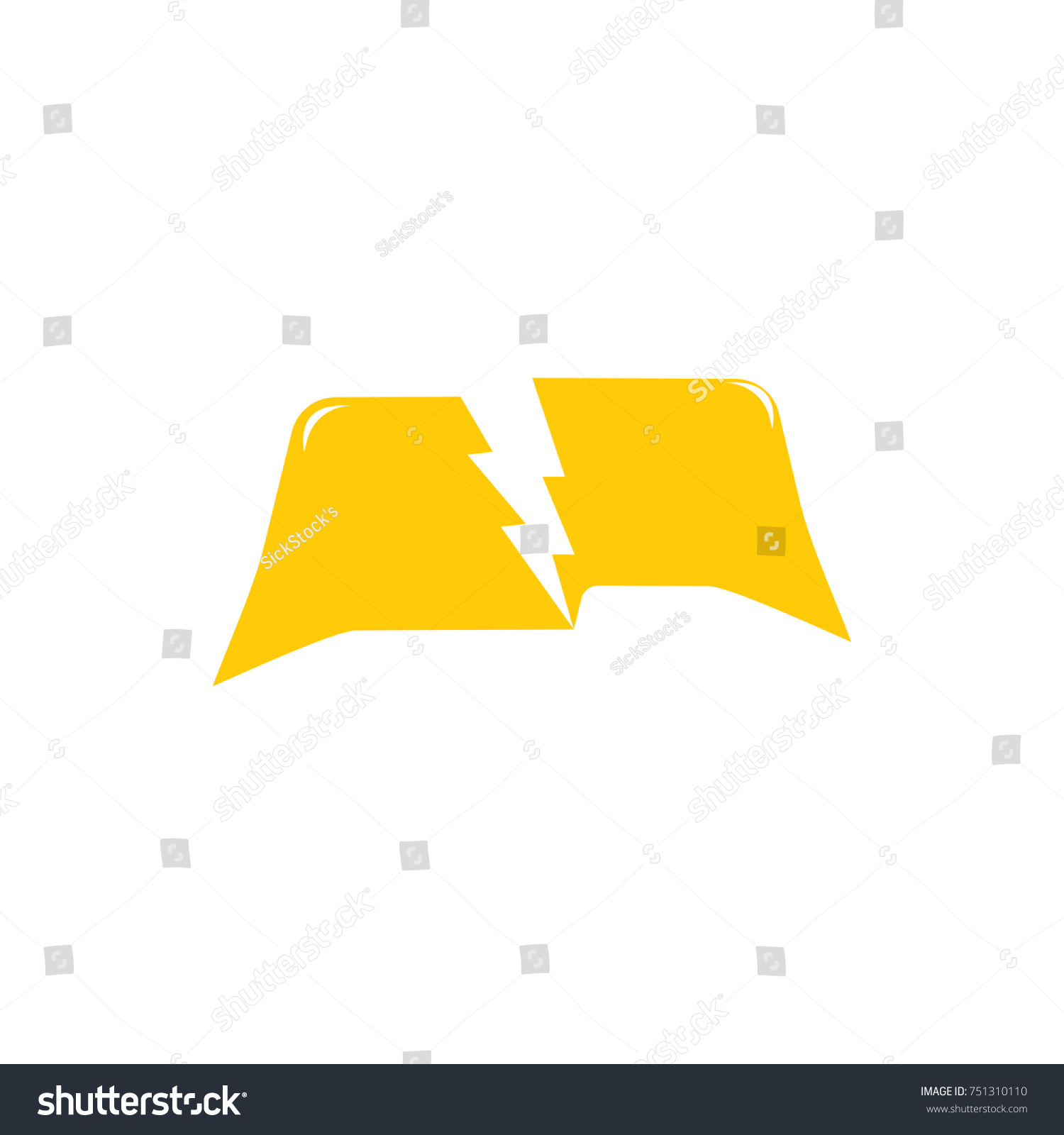 Break Talk Communication Symbol Thunder Shape Stock Vector (Royalty ...