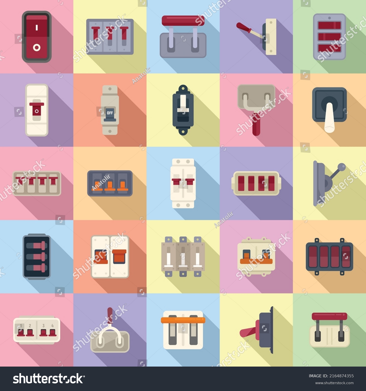Breaker Switch Icons Set Flat Vector Stock Vector (Royalty Free ...