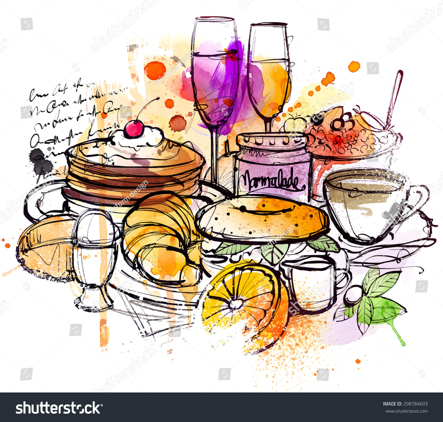 Breakfast Sketch Stock Vector (Royalty Free) 298784603 | Shutterstock