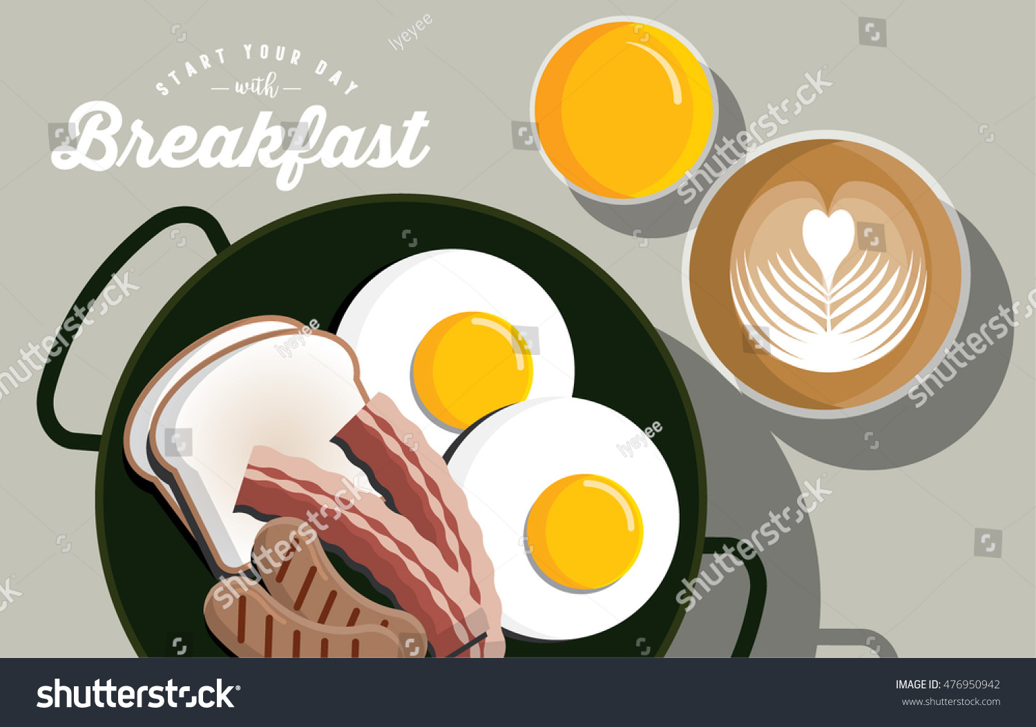 Breakfast Top View Flat Lay Vectorillustration Stock Vector (Royalty ...