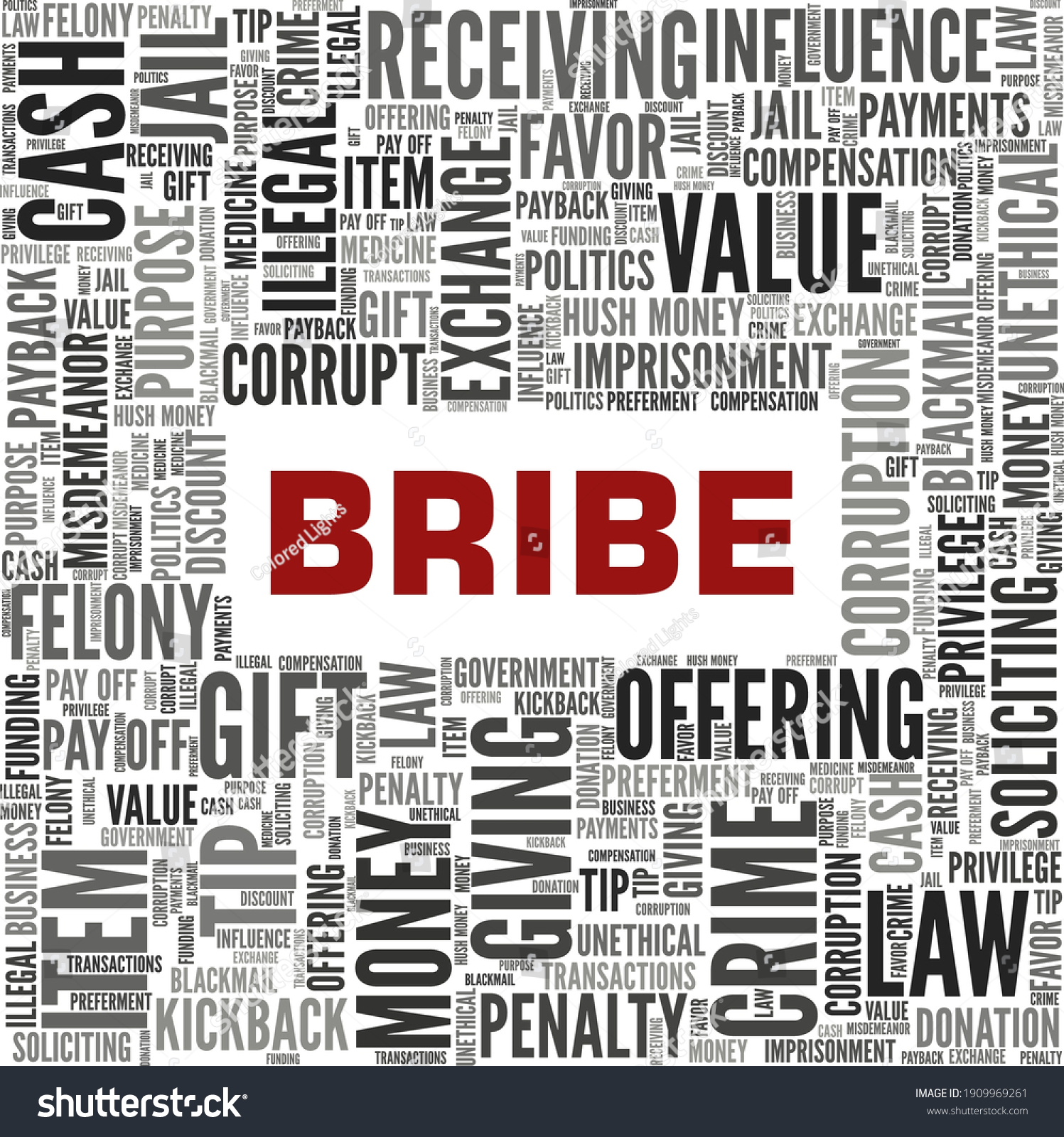Bribe Vector Illustration Word Cloud Isolated Stock Vector (Royalty ...
