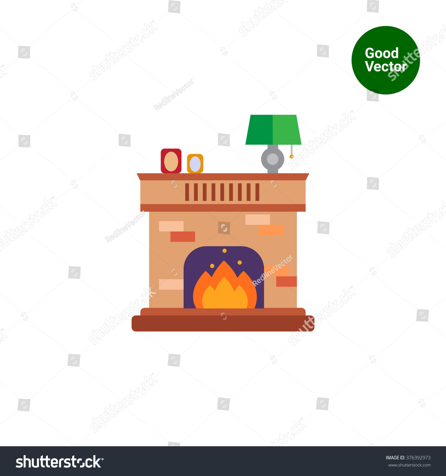 Brick Fireplace Icon Stock Vector (Royalty Free) 376392973 | Shutterstock