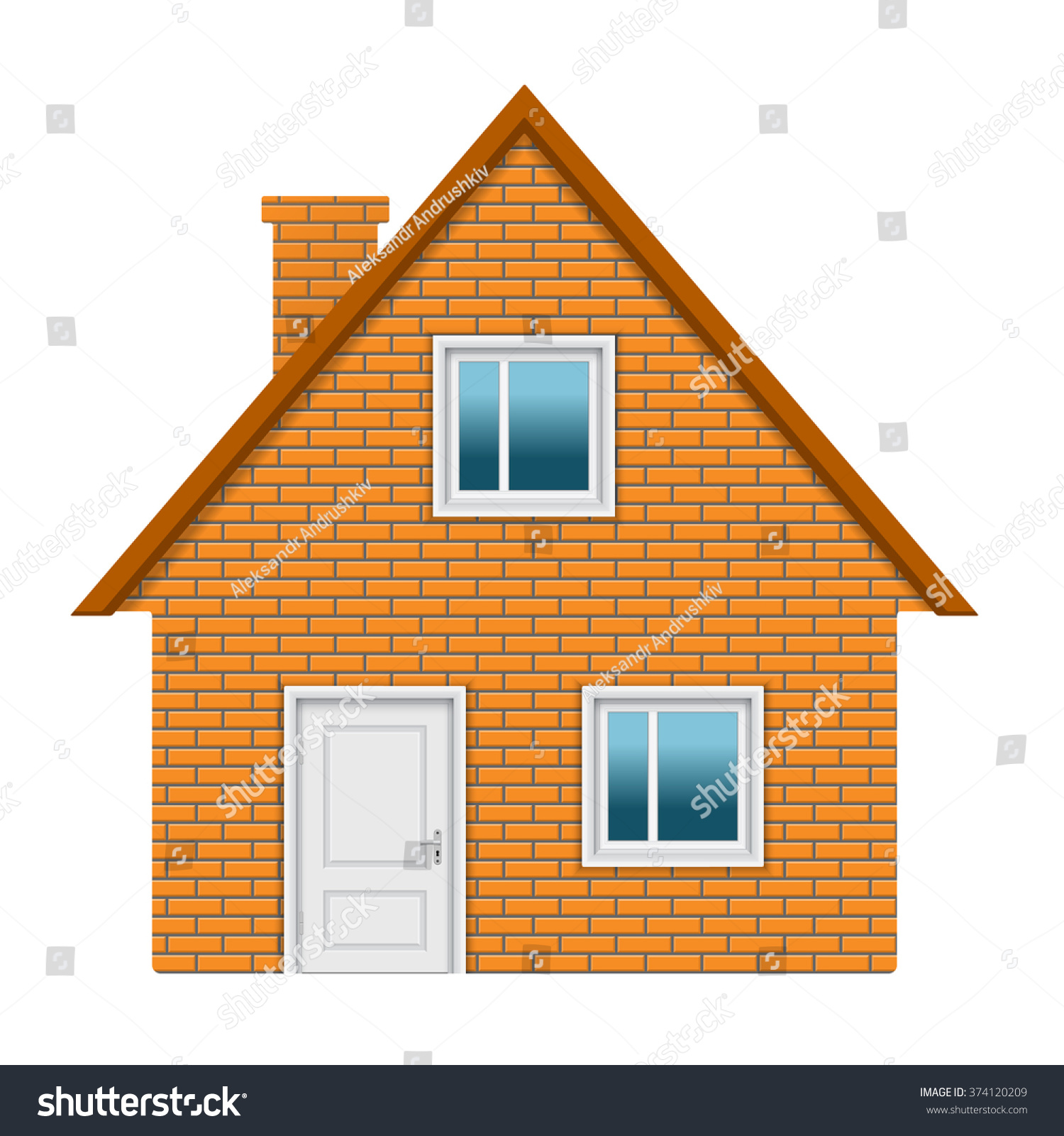Brick House On White Background Vector Stock Vector (Royalty Free ...