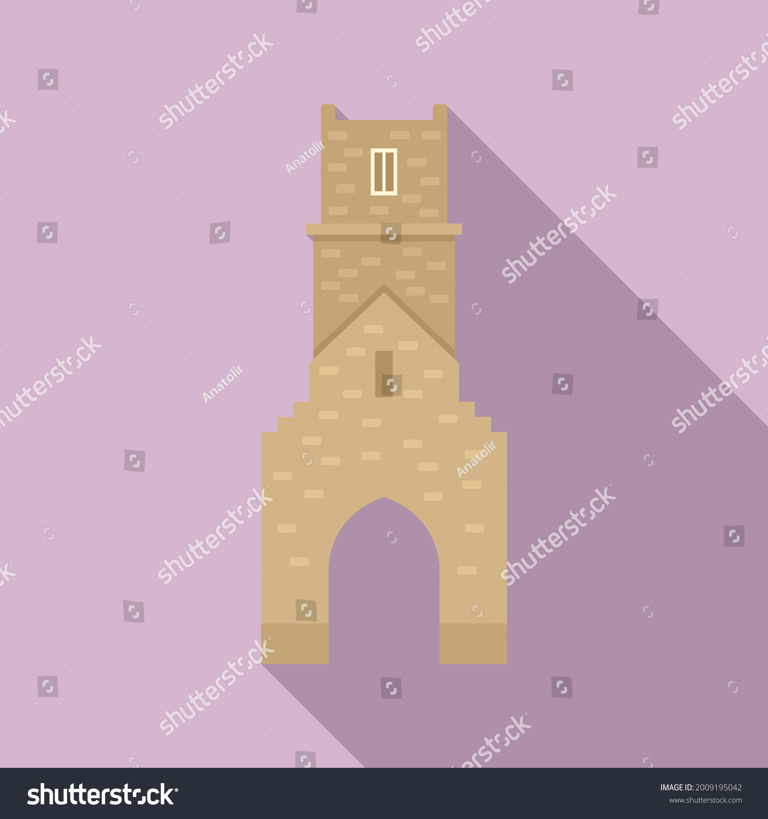 Brick Tower Icon Flat Vector Medieval Stock Vector (Royalty Free ...