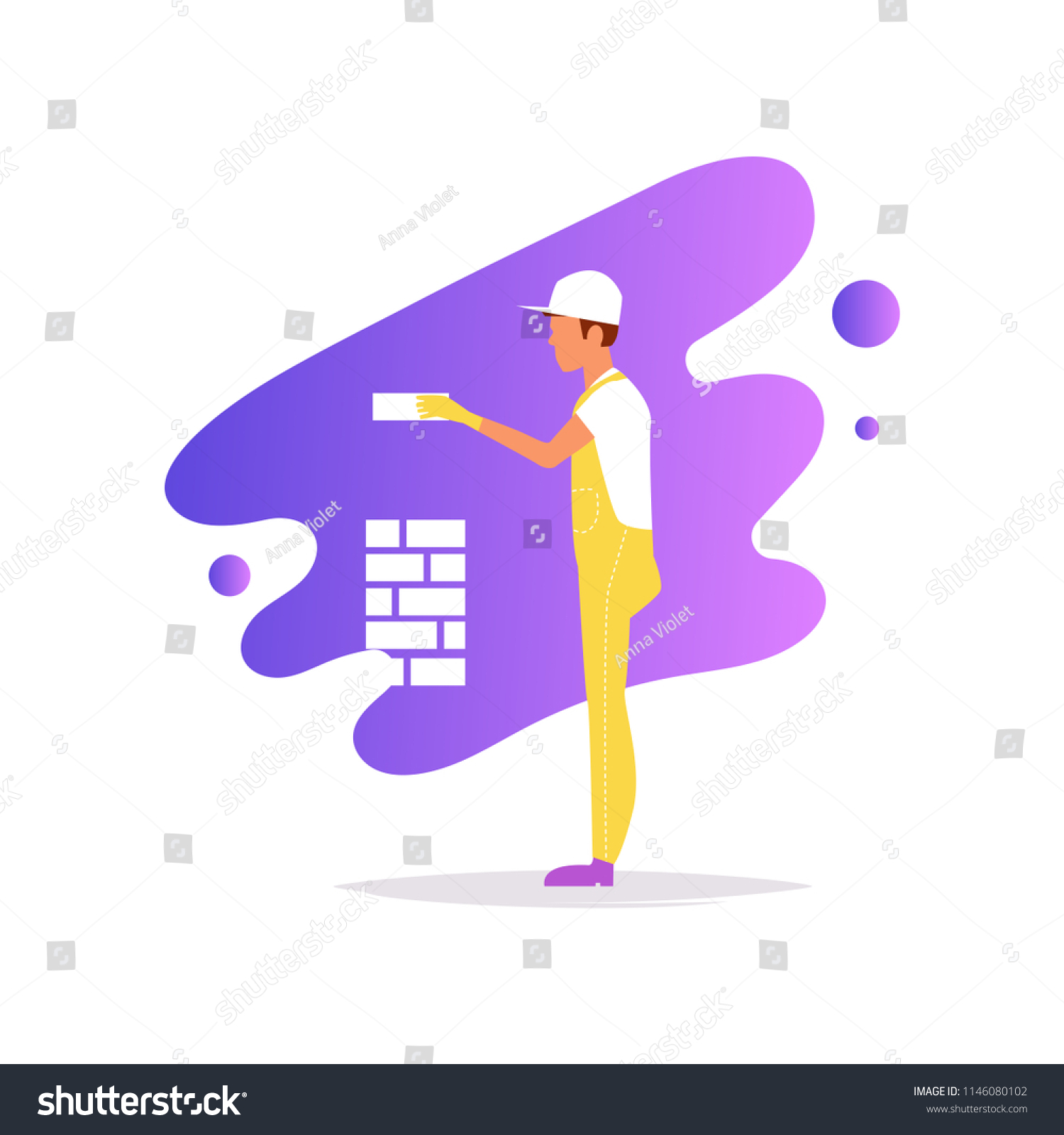 Bricklayer Vector Cartoon Isolated Art On: เวกเตอร์สต็อก (ปลอดค่า ...