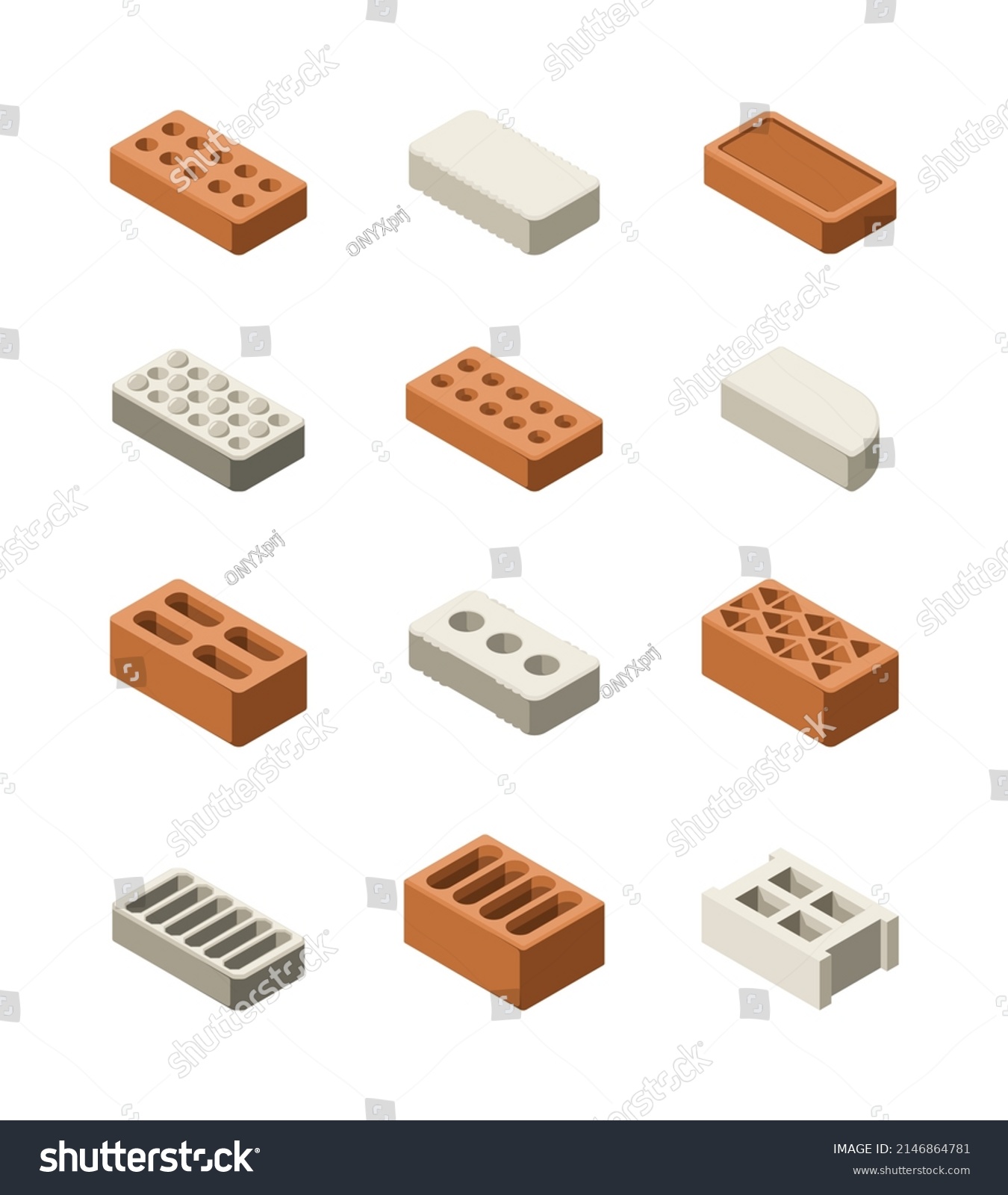 Bricks Isometric Construction Material Builders Materials Stock Vector ...