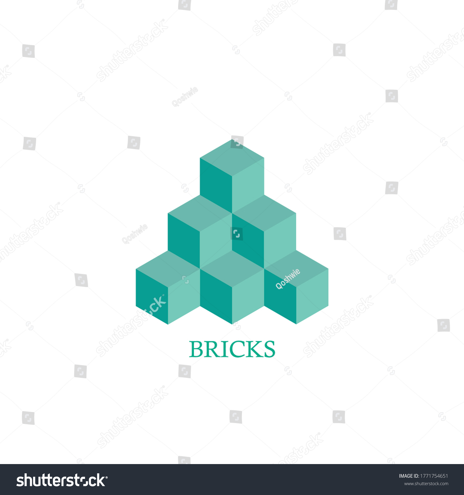 Bricks Logo Modern Logo Green Cube Stock Vector (Royalty Free) 1771754651