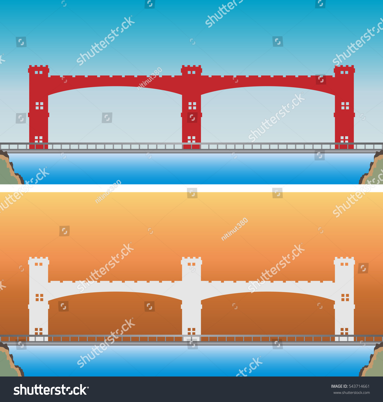 Bridge Observation Tower Sky Background Vector Stock Vector (Royalty ...