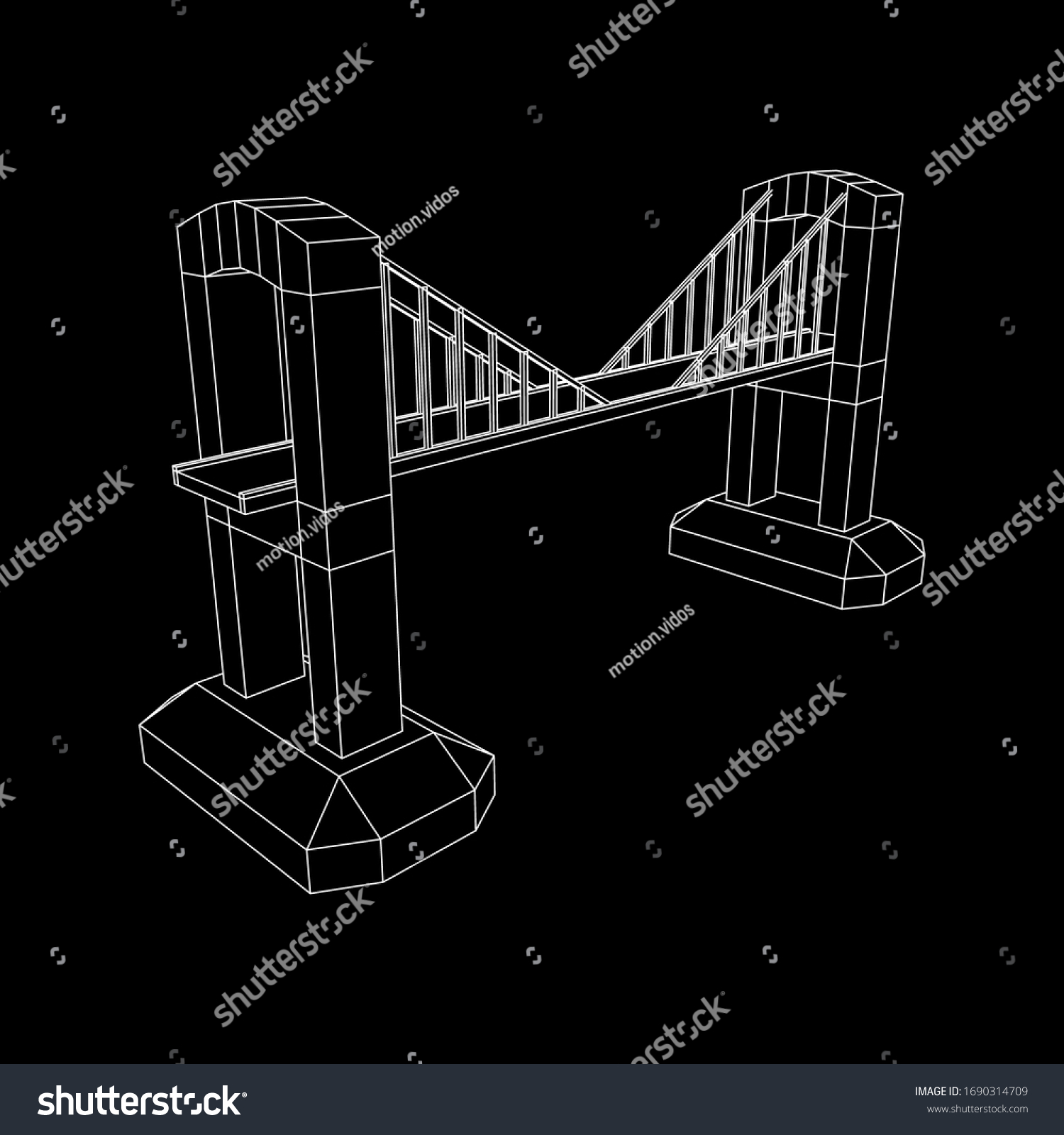 Bridge Connection Structure Wireframe Low Poly Stock Vector (Royalty ...