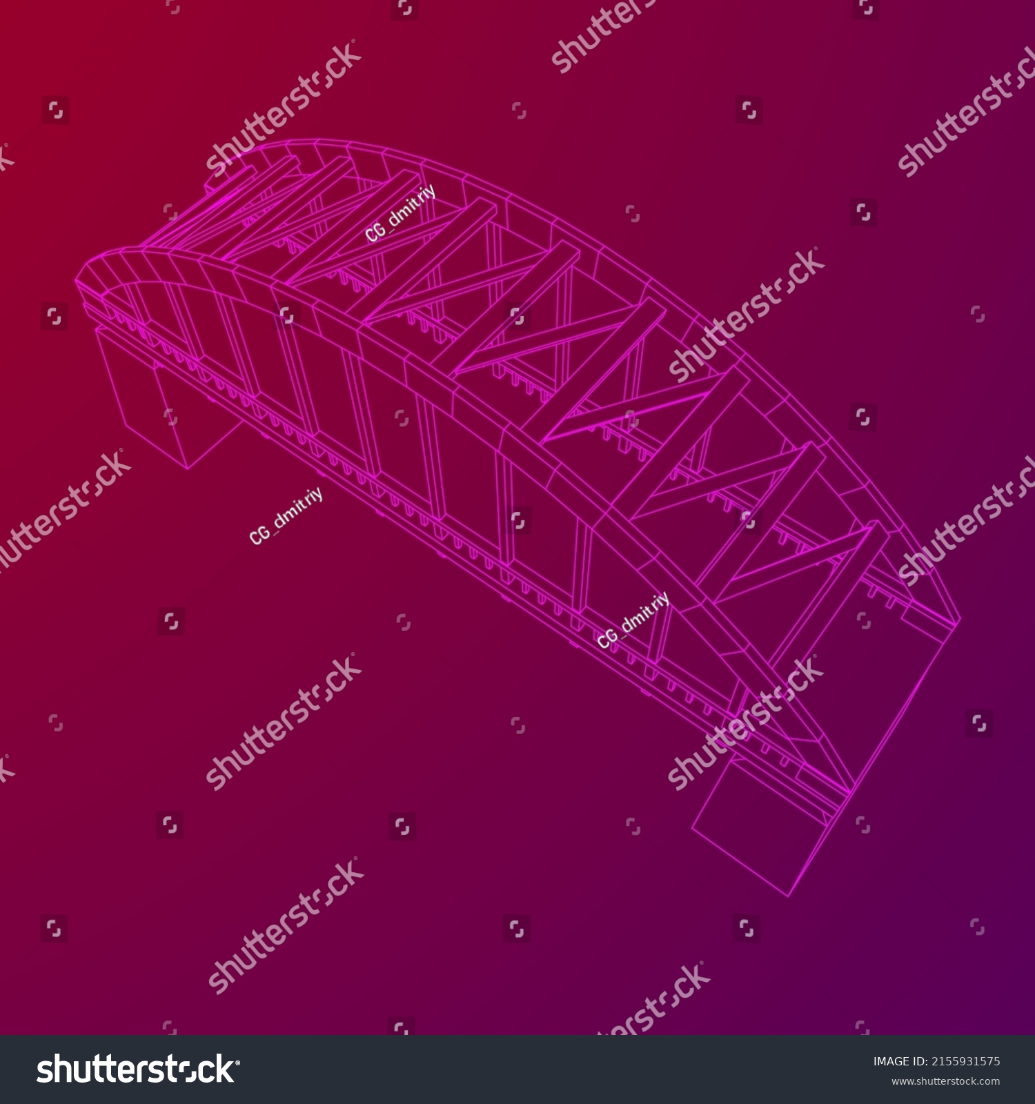 Bridge Connection Structure Wireframe Low Poly Stock Vector (Royalty ...