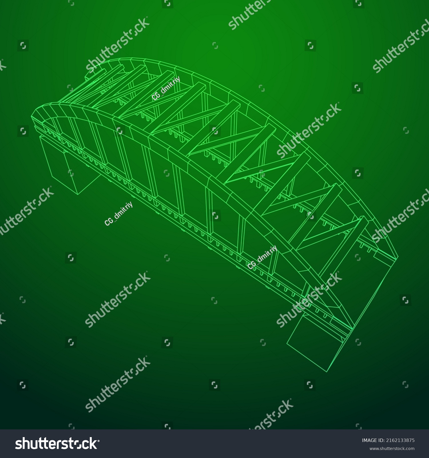 Bridge Connection Structure Wireframe Low Poly Stock Vector (Royalty ...