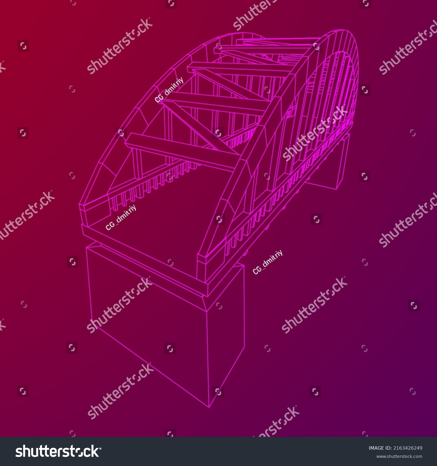 Bridge Connection Structure Wireframe Low Poly Stock Vector (Royalty ...