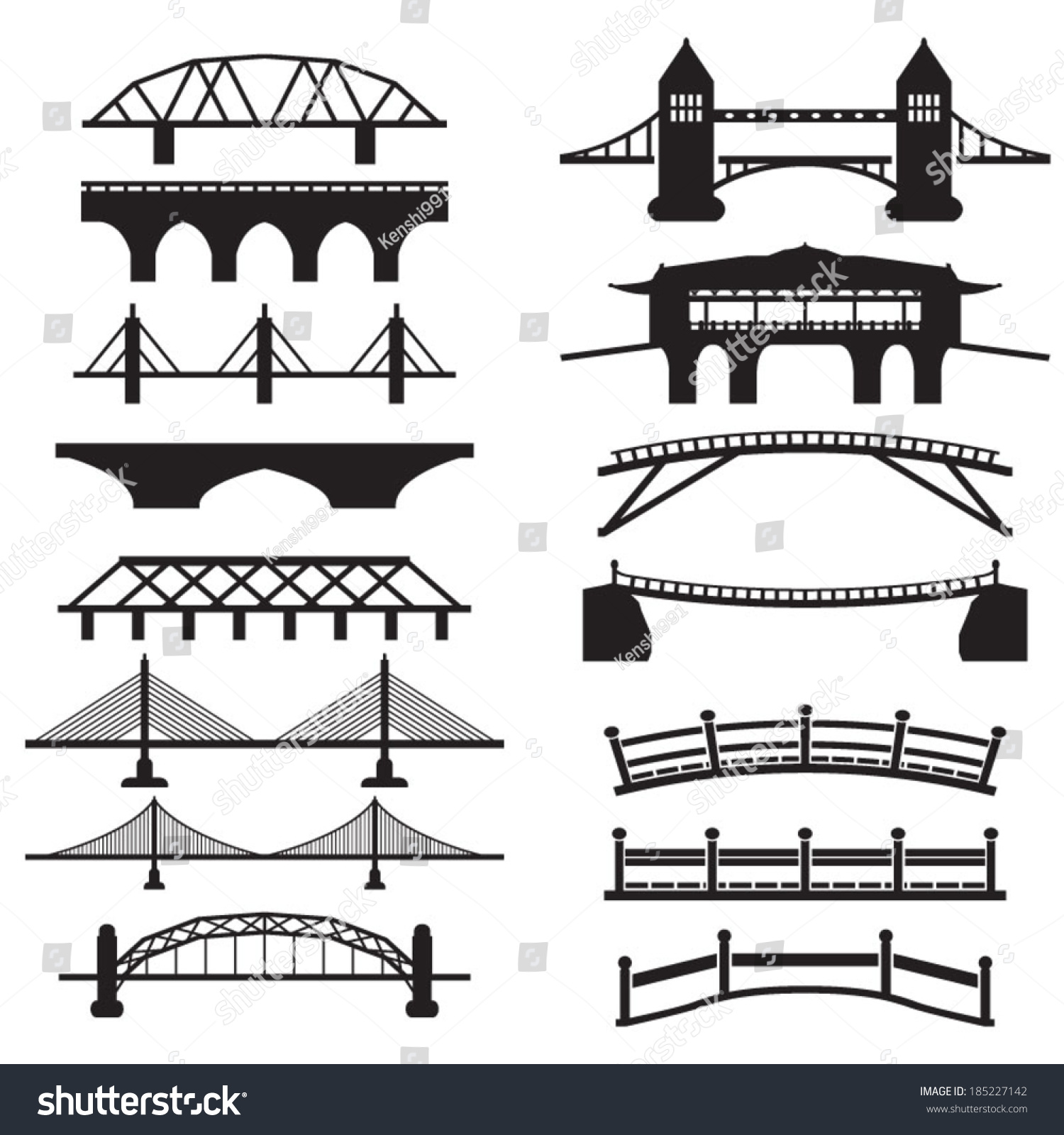 Bridge Icons Set Stock Vector (Royalty Free) 185227142