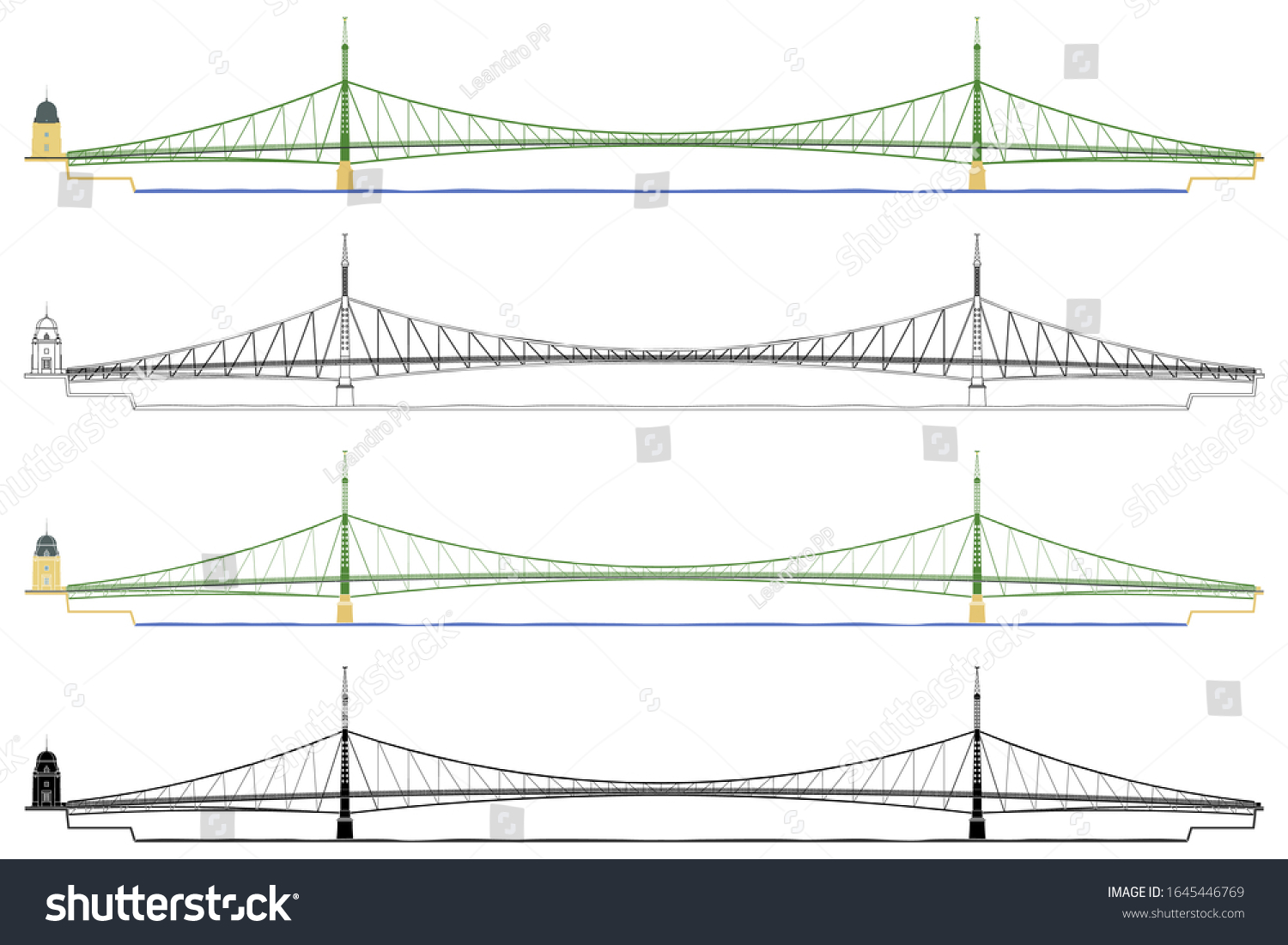 Bridge Front View: vetor stock (livre de direitos) 1645446769 ...