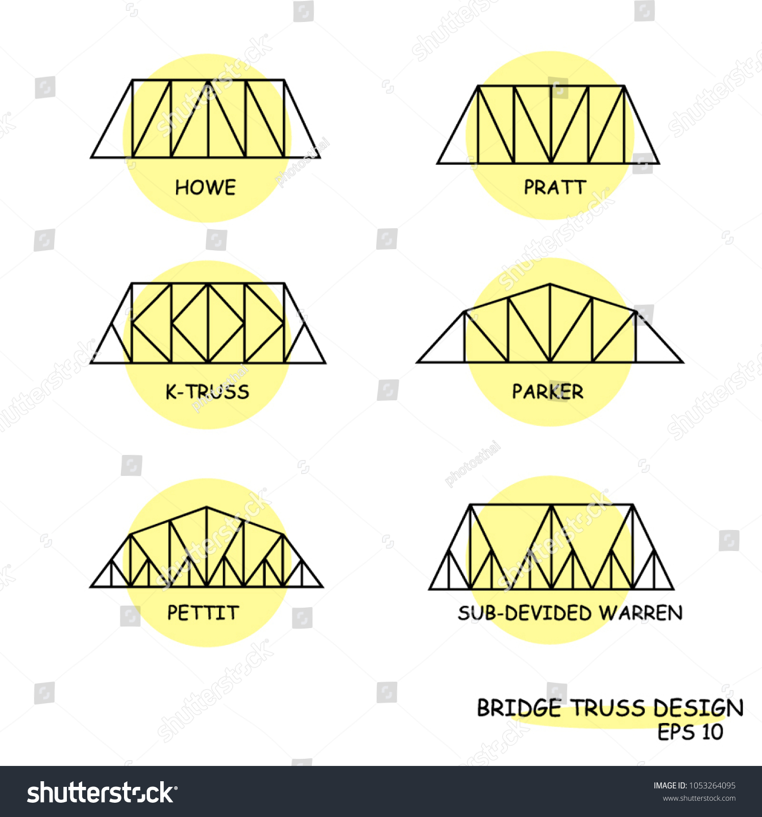 Bridge Truss Set Design Vector Illustration Stock Vector (Royalty Free ...