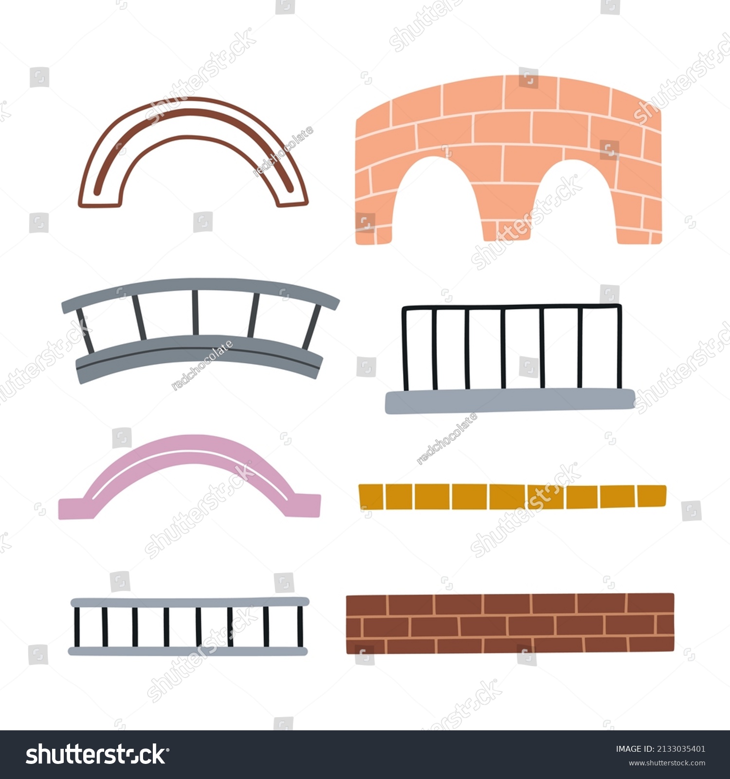 Bridge Vector Set Cute Bridges Architectural Stock Vector (Royalty Free ...