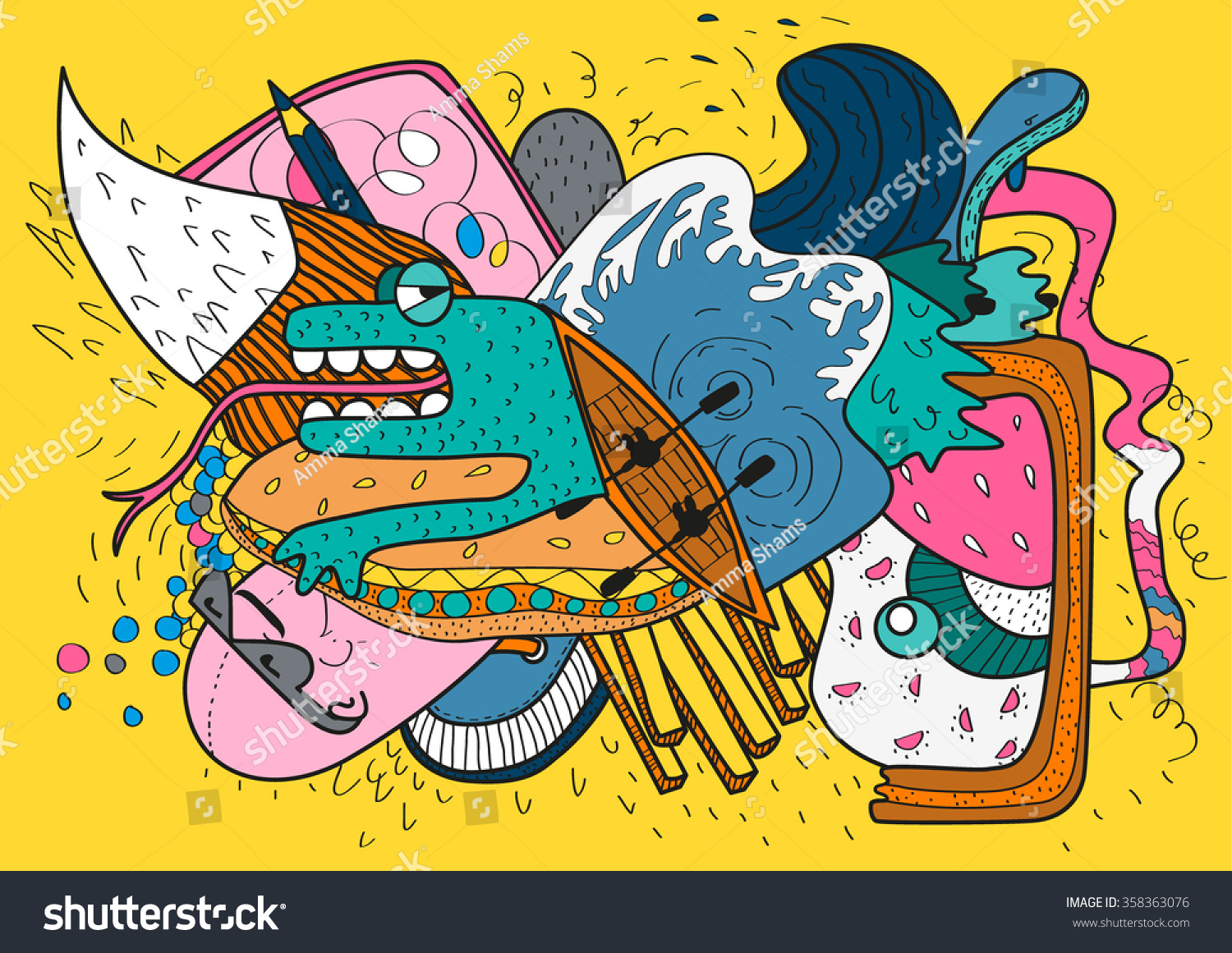 Bright Abstract Background Funny Hand Drawn Stock Vector (Royalty Free ...