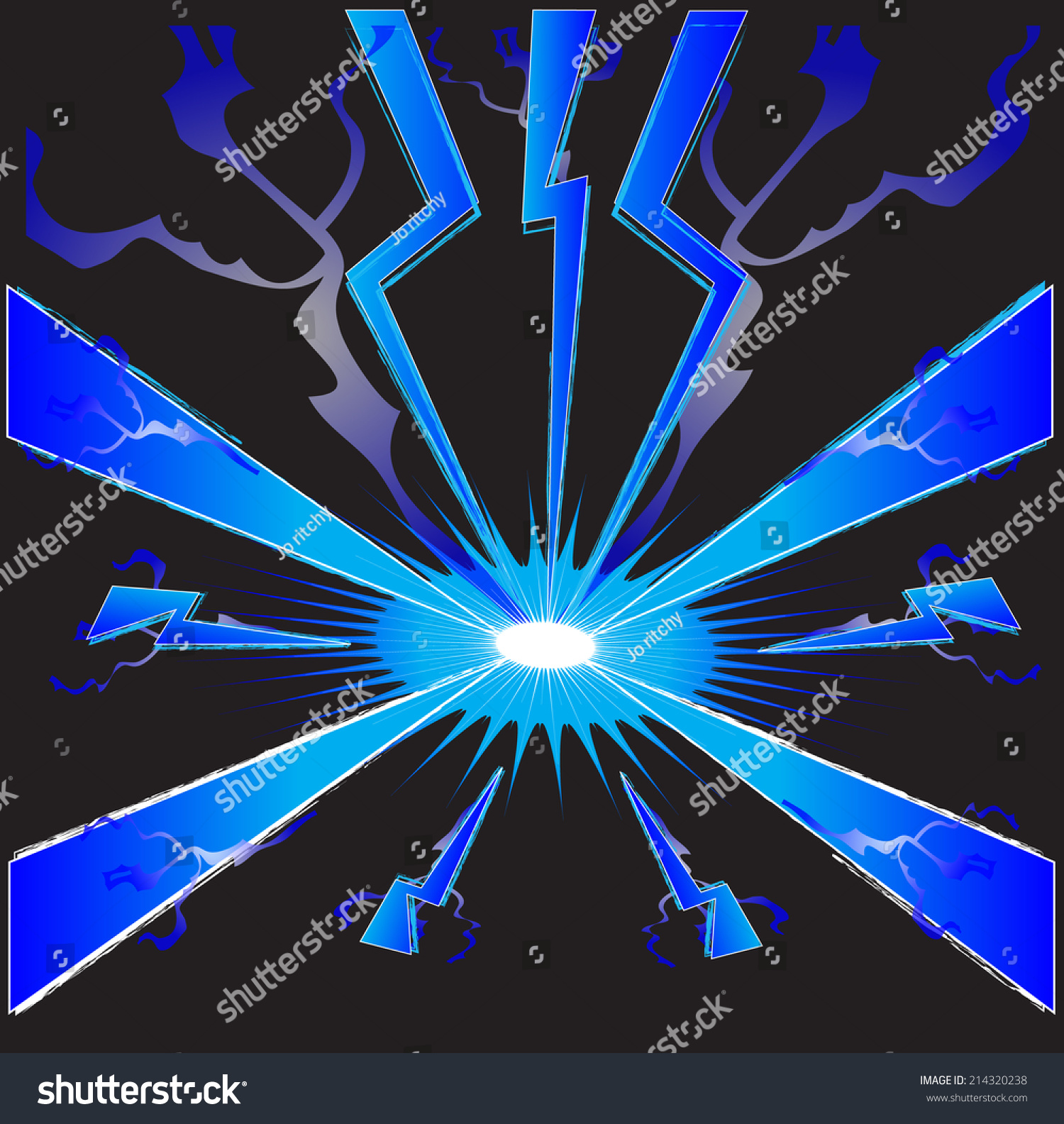 Bright Blue Thunderbolt Explosion Design Comic Stock Vector (Royalty ...