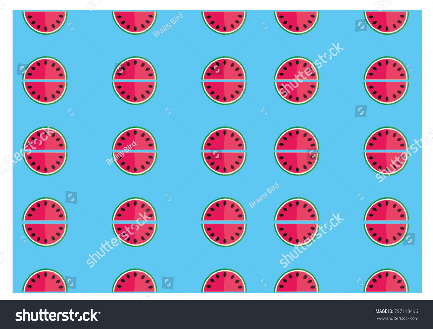 Bright Blue Wallpaper Watermelon Pattern Stock Vector (Royalty Free ...
