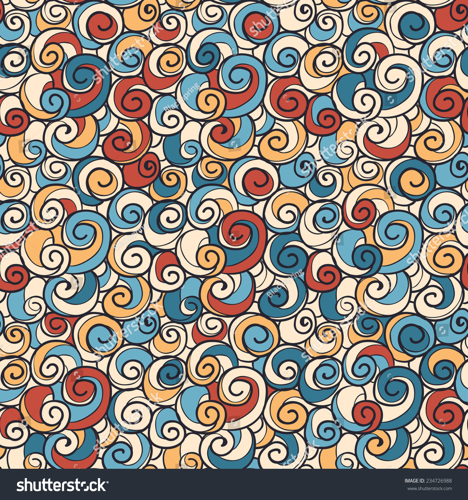 Bright Hand Drawn Colorful Swirls Seamless Stock Vector (royalty Free