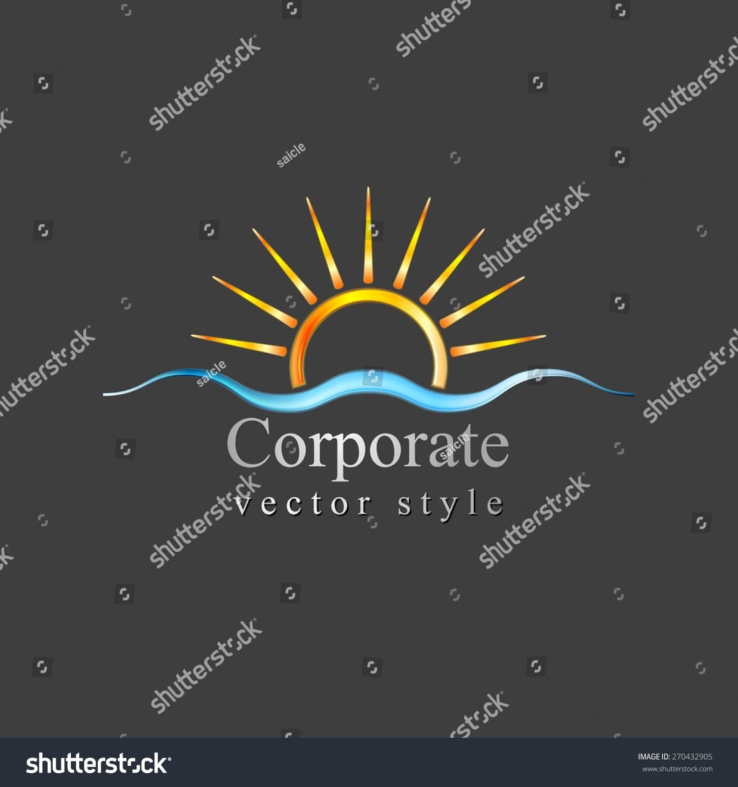 Bright Logo Sun Sea Wave Vector Stock Vector (Royalty Free) 270432905