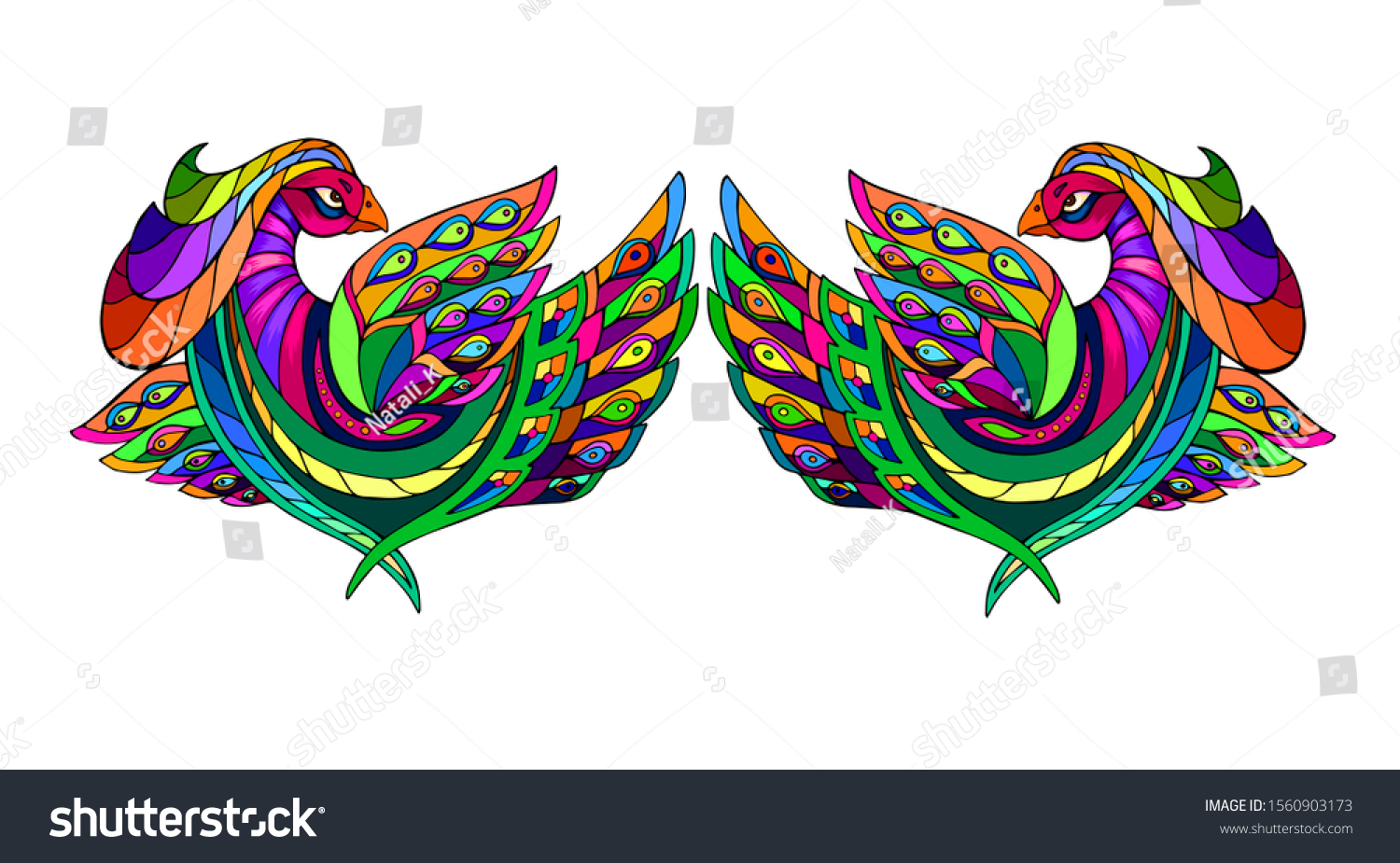 Bright Motley Dancing Bird Vector Drawing Stock Vector (Royalty Free ...