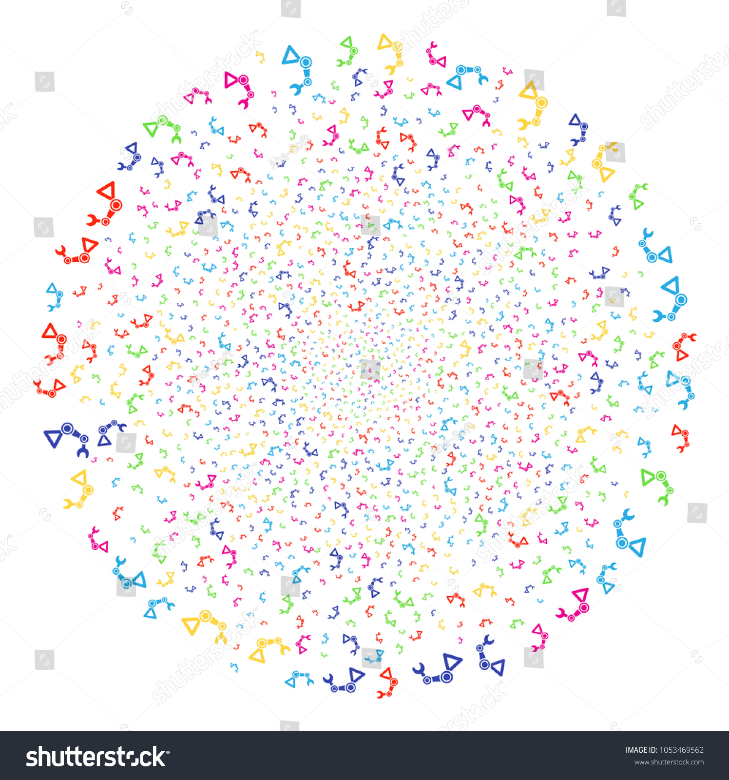 Bright Robotics Manipulator Exploding Spheric Cluster Stock Vector ... Bright Robotics Manipulator Exploding Spheric Cluster Stock Vector ...