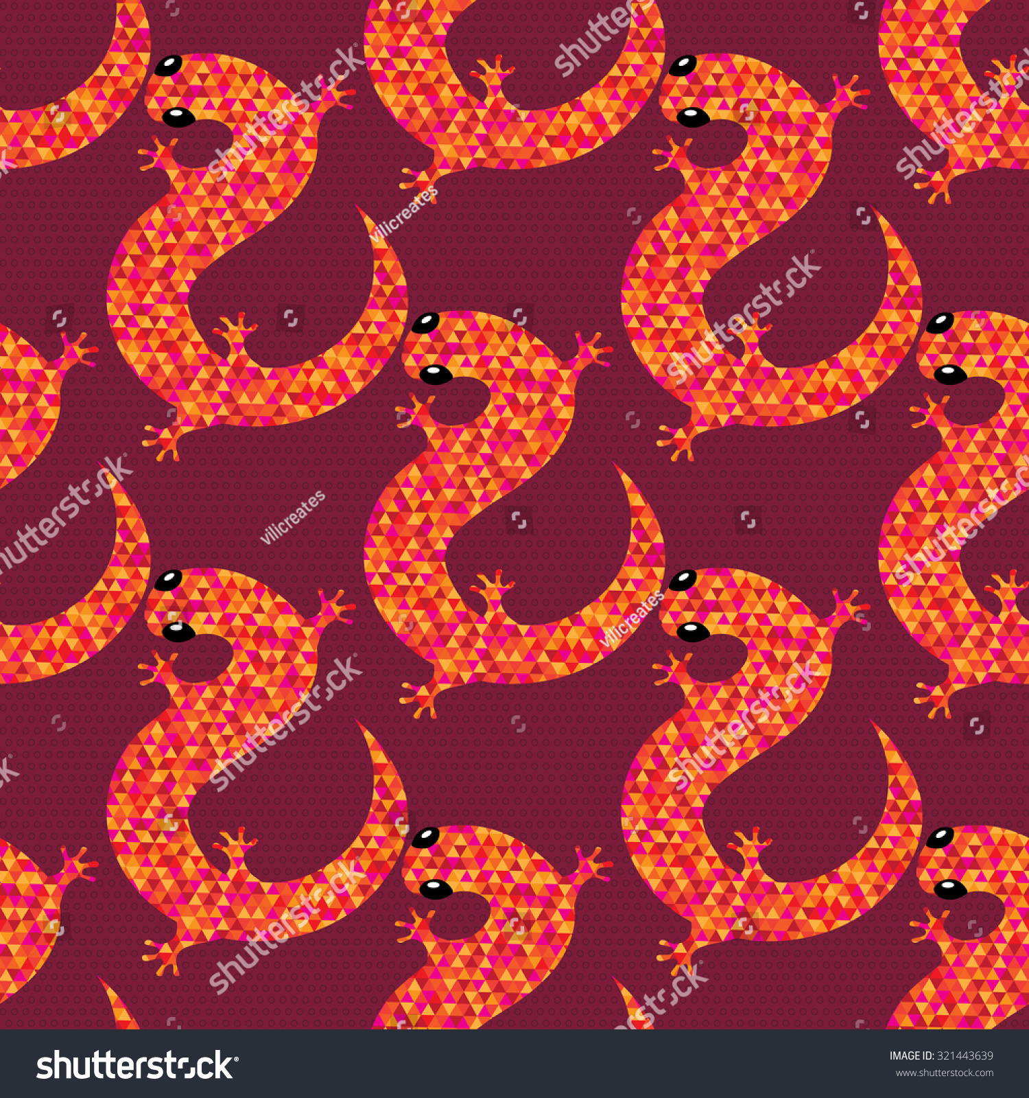 Bright Seamless Pattern Crawling Salamanders Vector Stock Vector ...