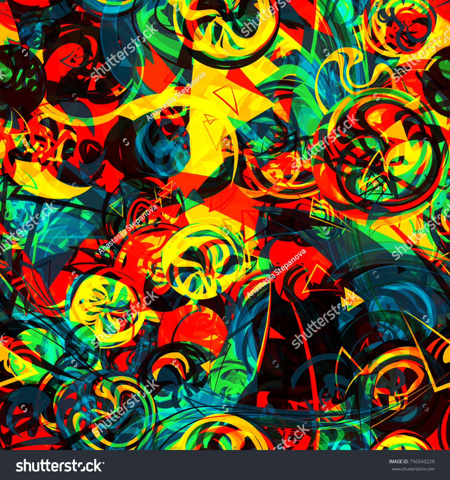 Bright Seamless Texture Curved Elements Abstract Stock Vector (Royalty ...