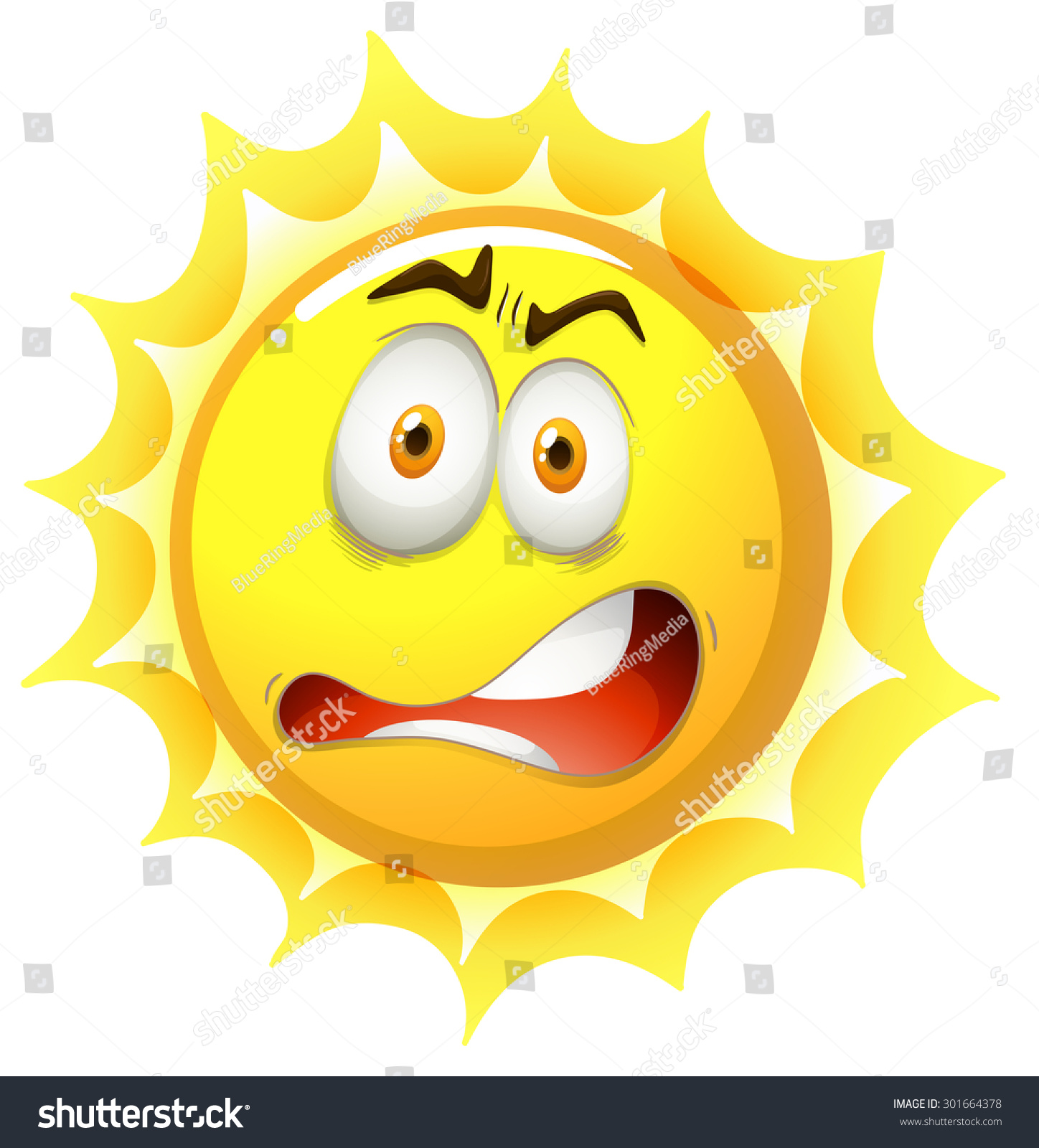 Bright Sun Shocking Face Stock Vector 301664378 - Shutterstock