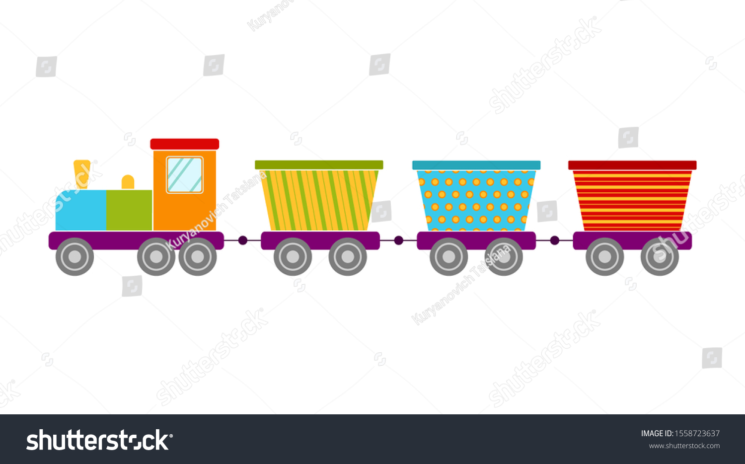 Bright Toy Train Vector Illustration Stock Vector (Royalty Free) 1558723637