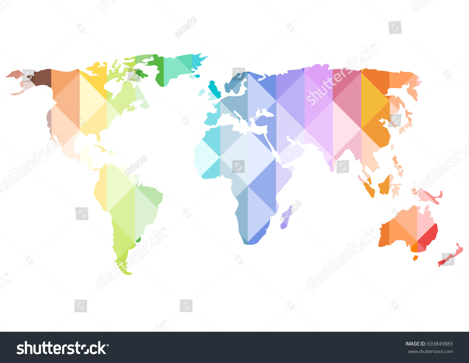 Bright Vector Triangles World Map Silhouette: vector de stock (libre de ...