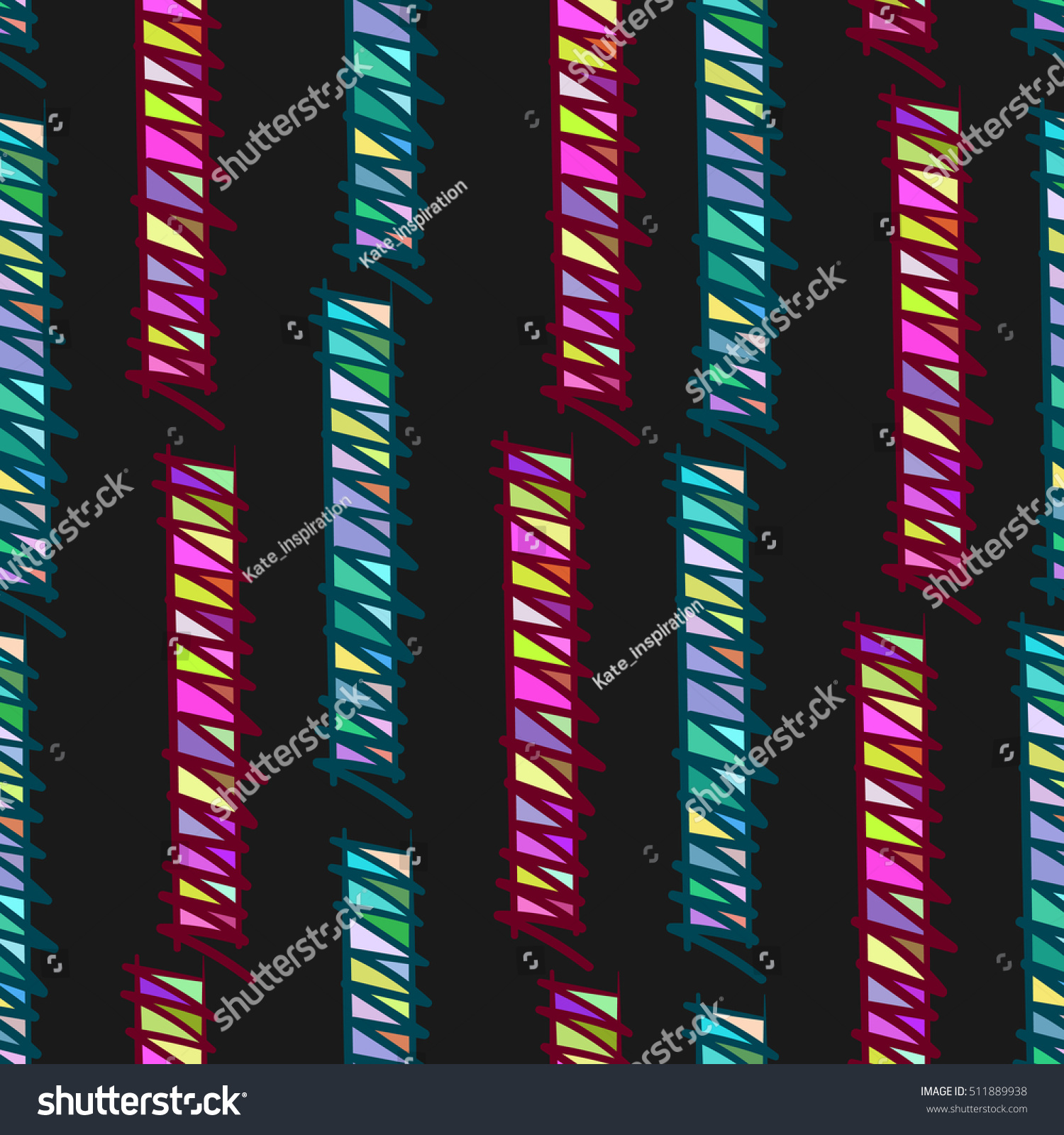 Brightly Colored Handdrawn Stripes Lines Vector Stock Vector (Royalty ...