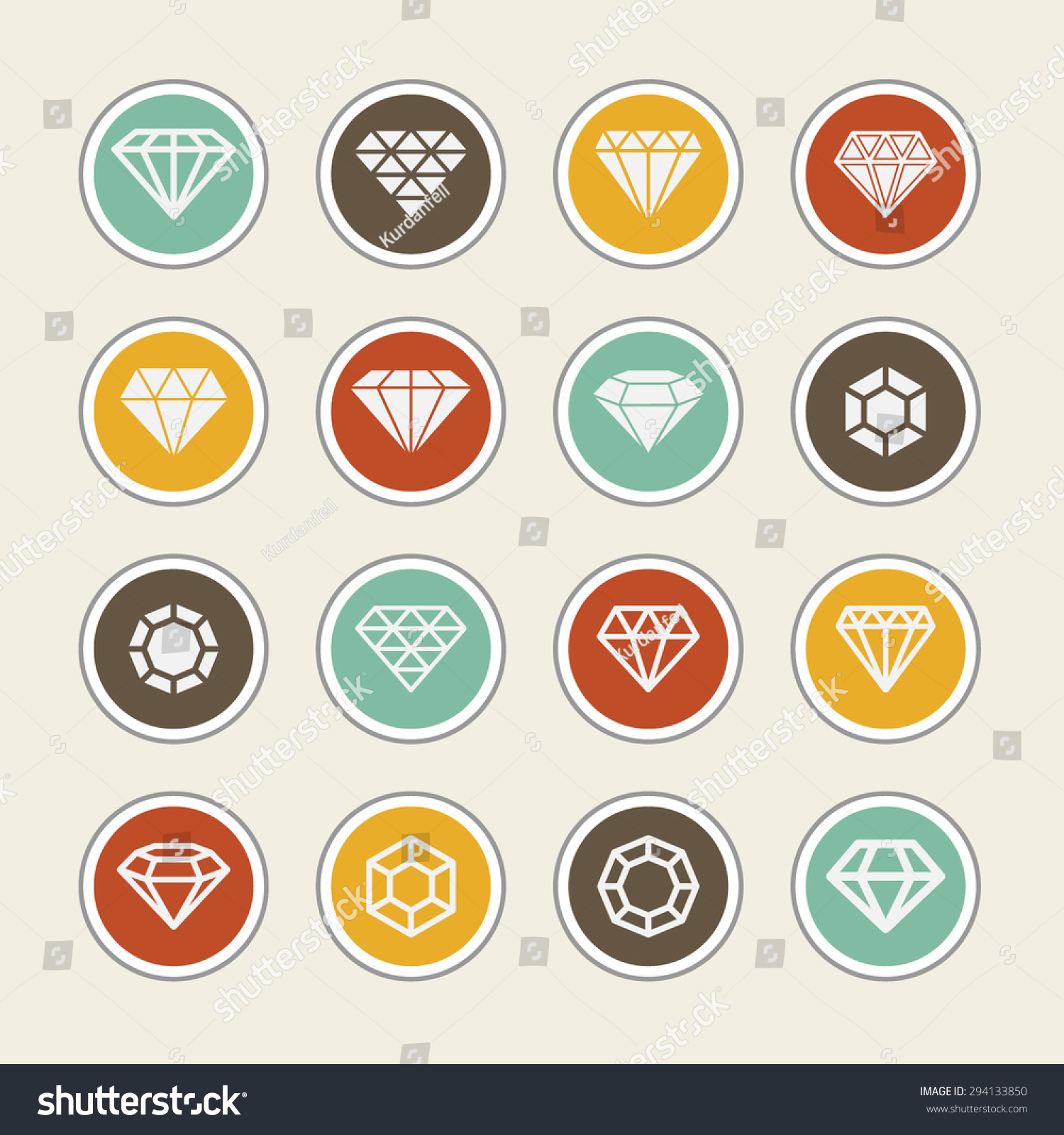 Brilliant Icon Set Stock Vector (Royalty Free) 294133850