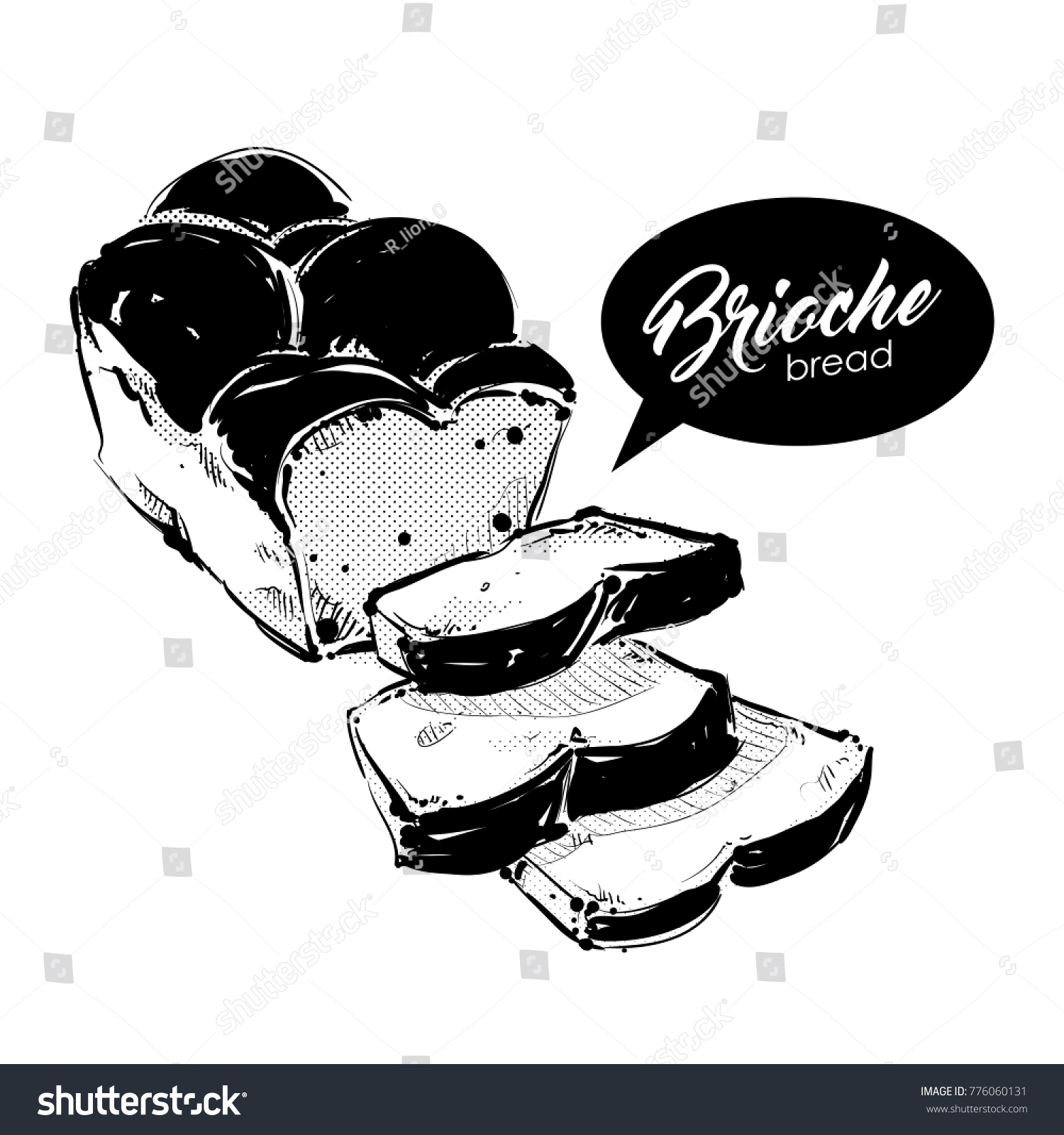 Brioche Bread Drawing Sketch Style Vector Stock Vector (Royalty Free ...