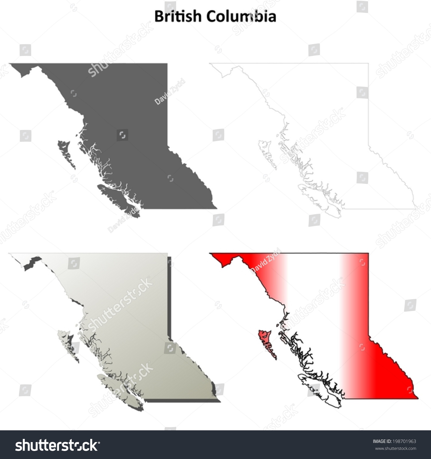 British Columbia Blank Outline Map Set Stock Vector (Royalty Free ...