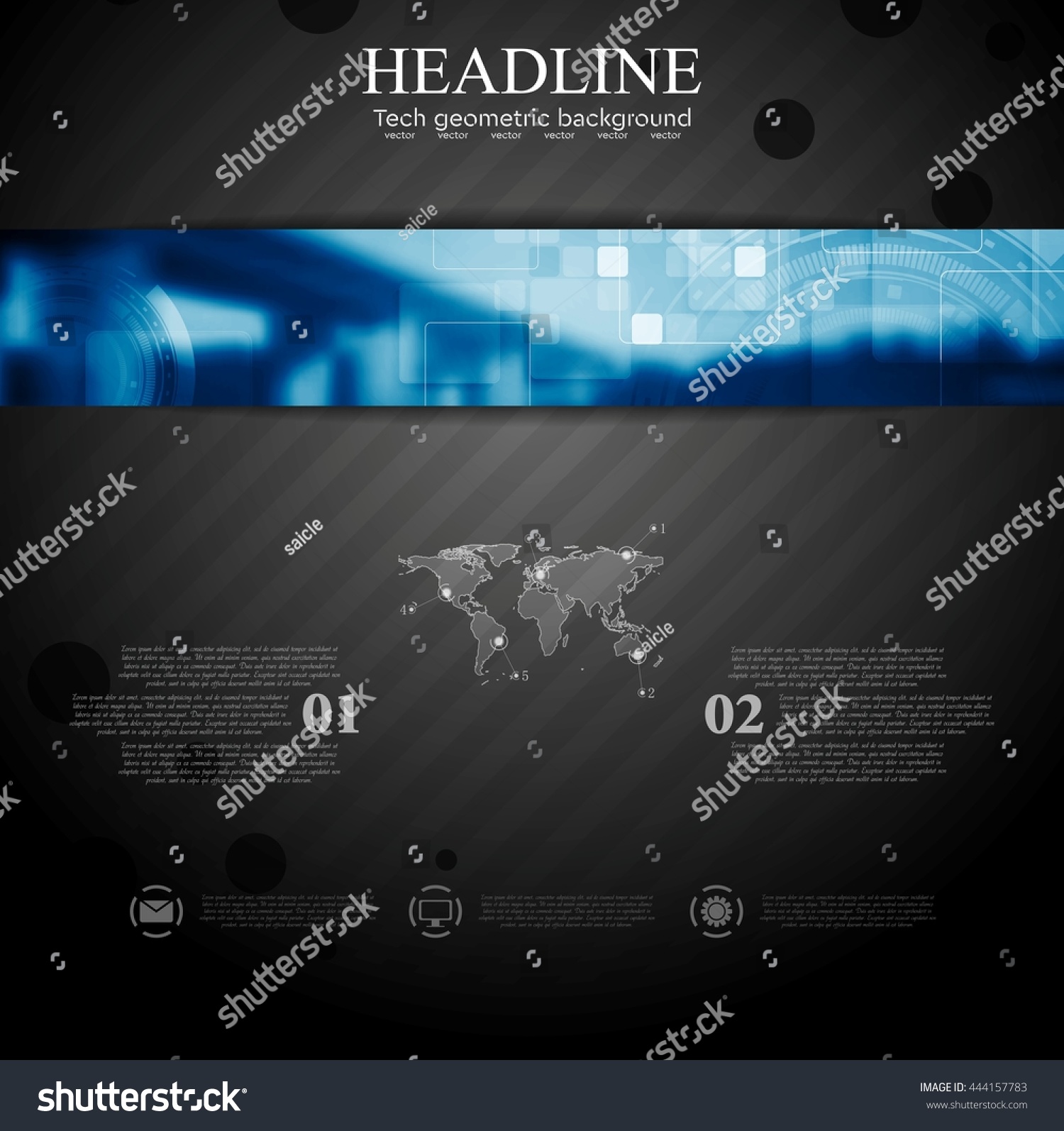 Brochure Tech Template Blue Web Header Stock Vector (Royalty Free ...