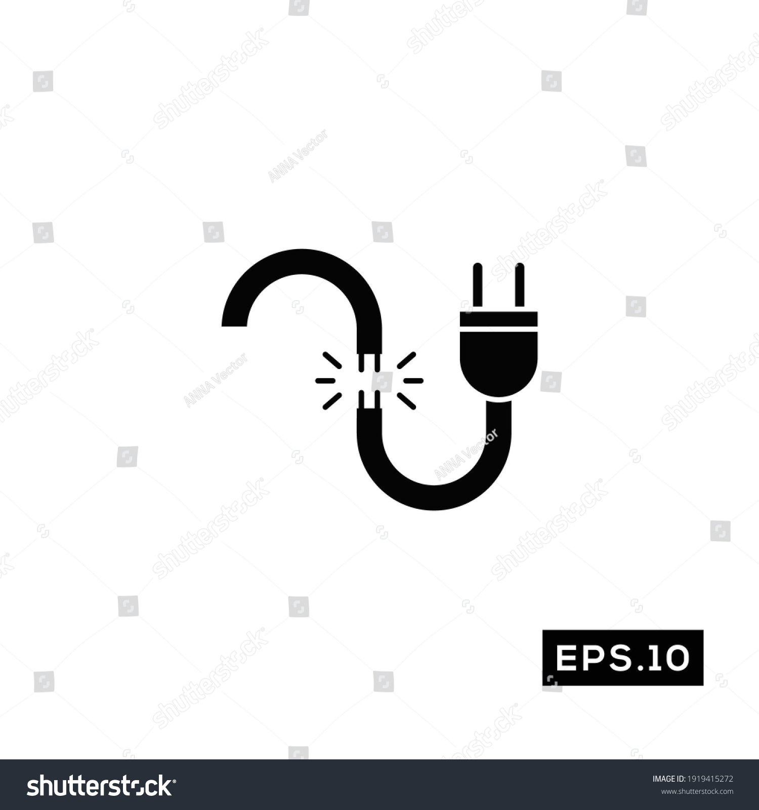Broke Cable Icon Vector Cable Symbol Stock Vector (Royalty Free ...