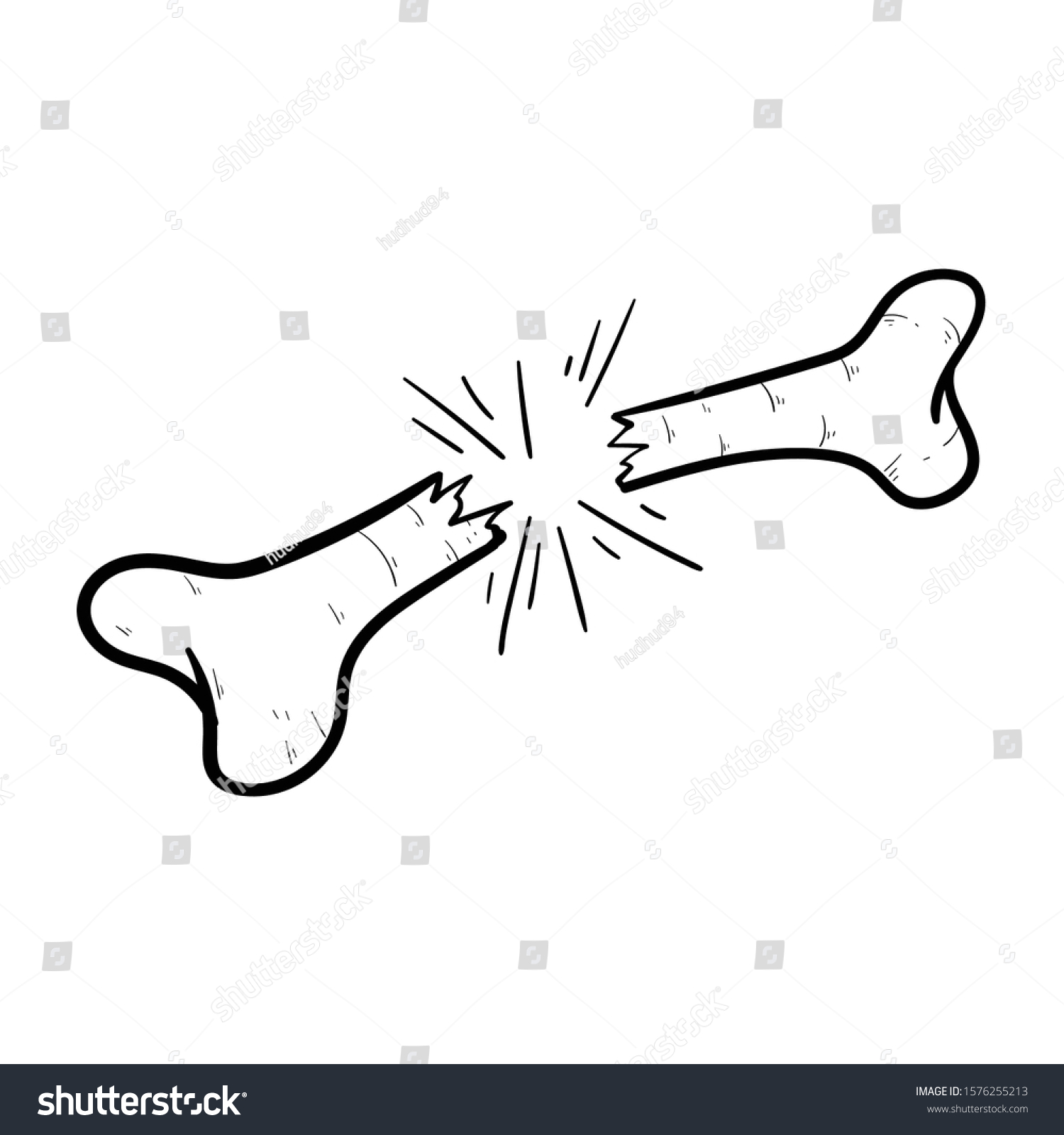 Broken Bones Doodle Icon Vector Hand Stock Vector (Royalty Free ...