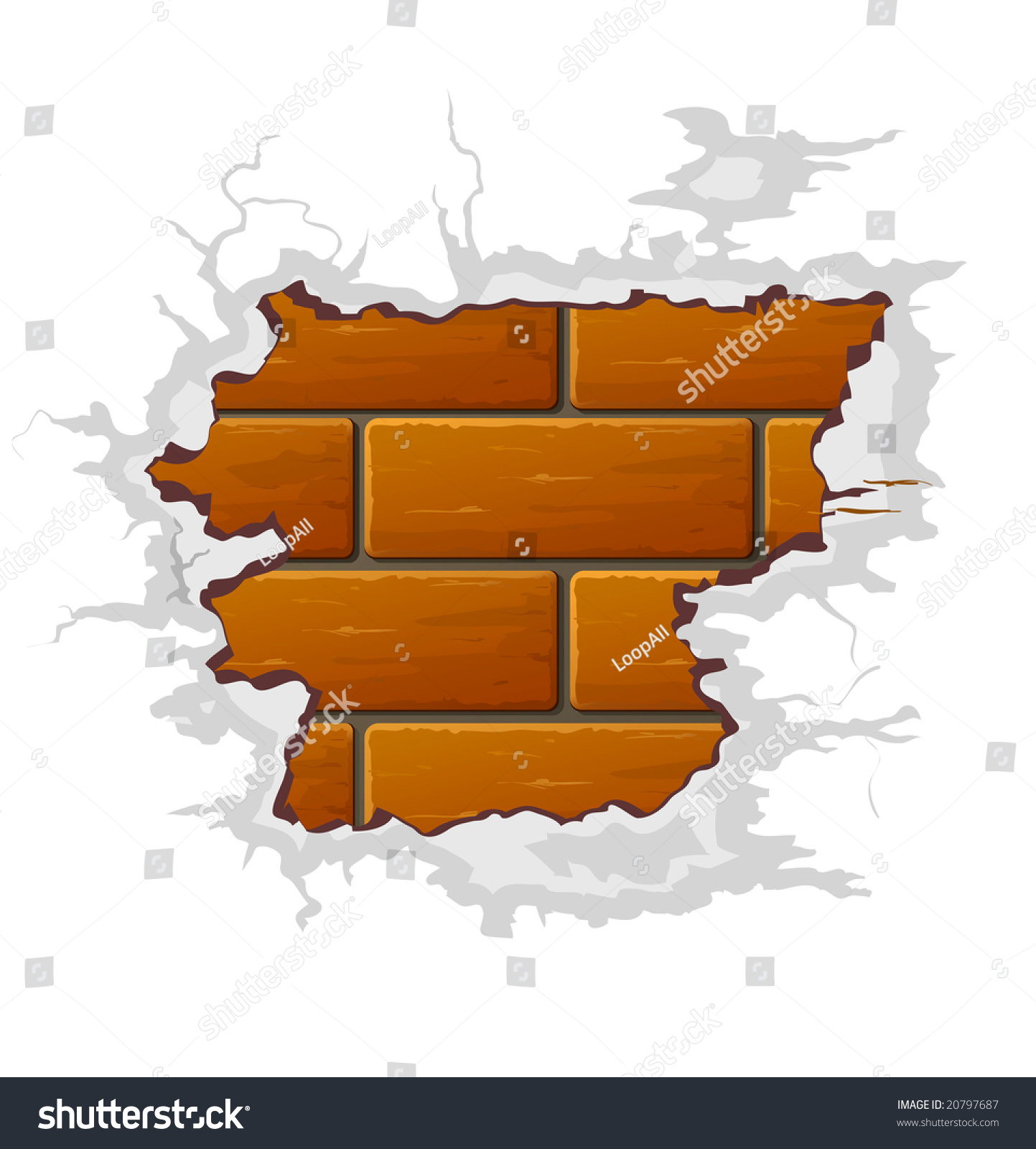 Broken Brick Wall Crack Vector Illustration Stock Vector (Royalty Free ...