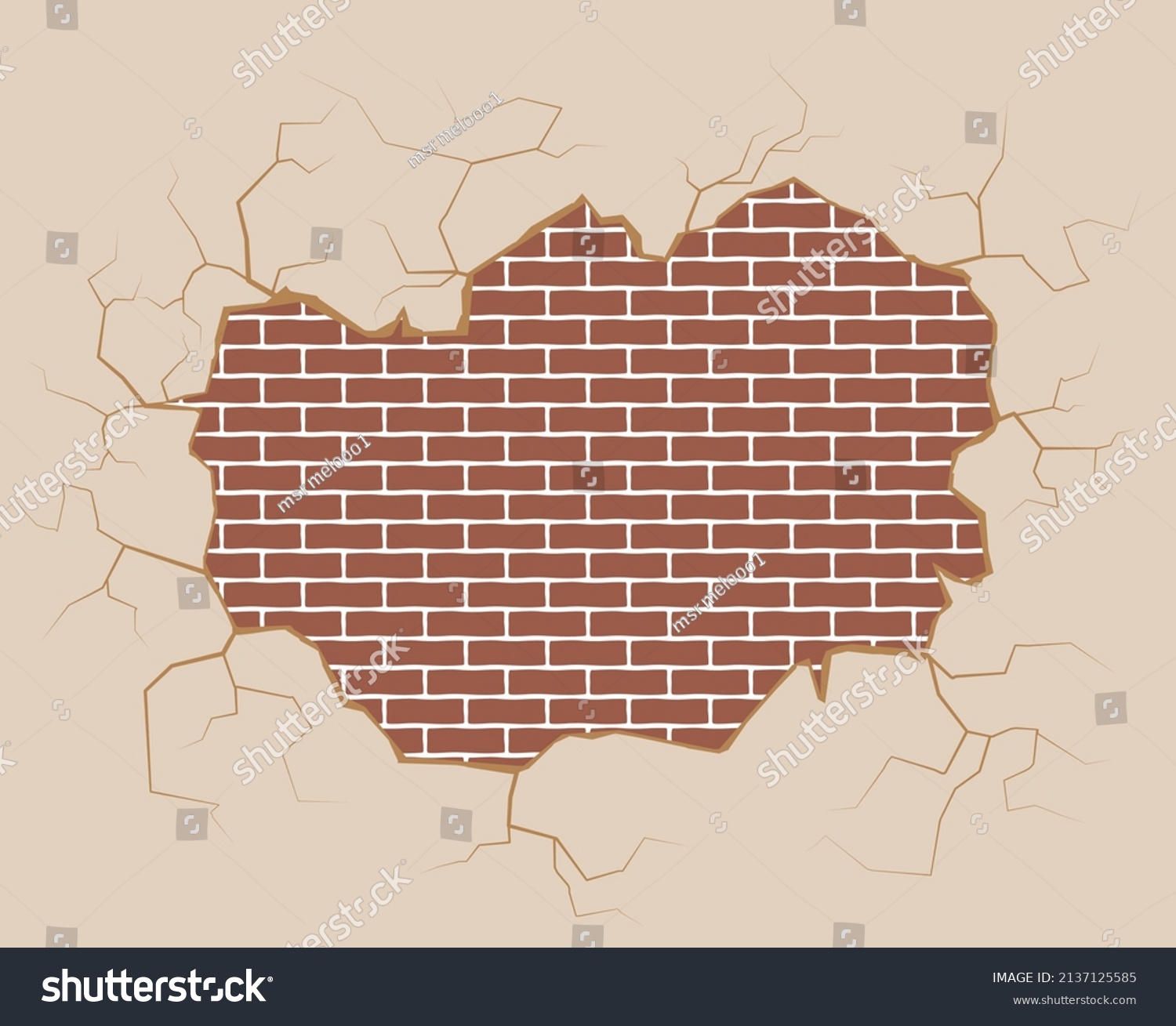 Broken Brick Wall Hole Stock Vector (Royalty Free) 2137125585 ...
