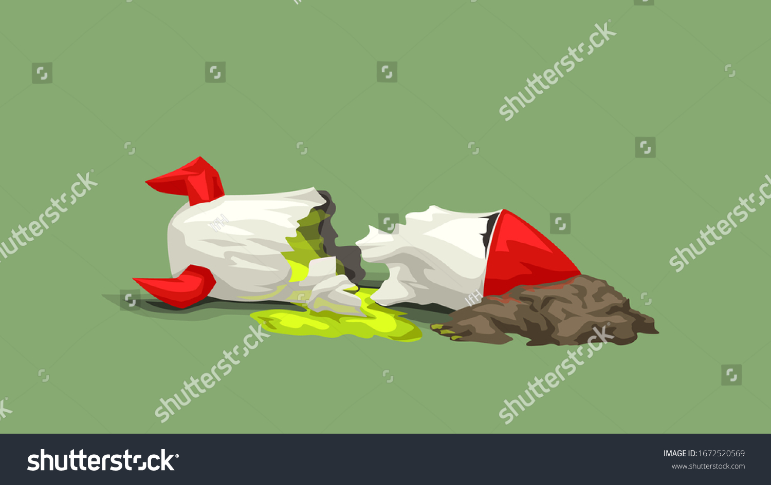 Broken Cartoon Rocket On Green Stock Vector (Royalty Free) 1672520569
