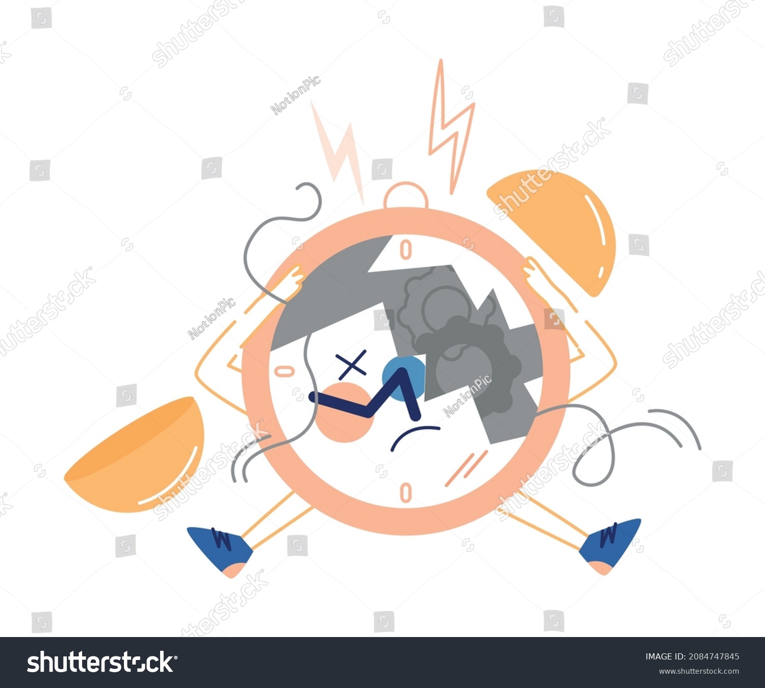 Broken Clock Character Sitting Sad Face Stock Vector (Royalty Free ...