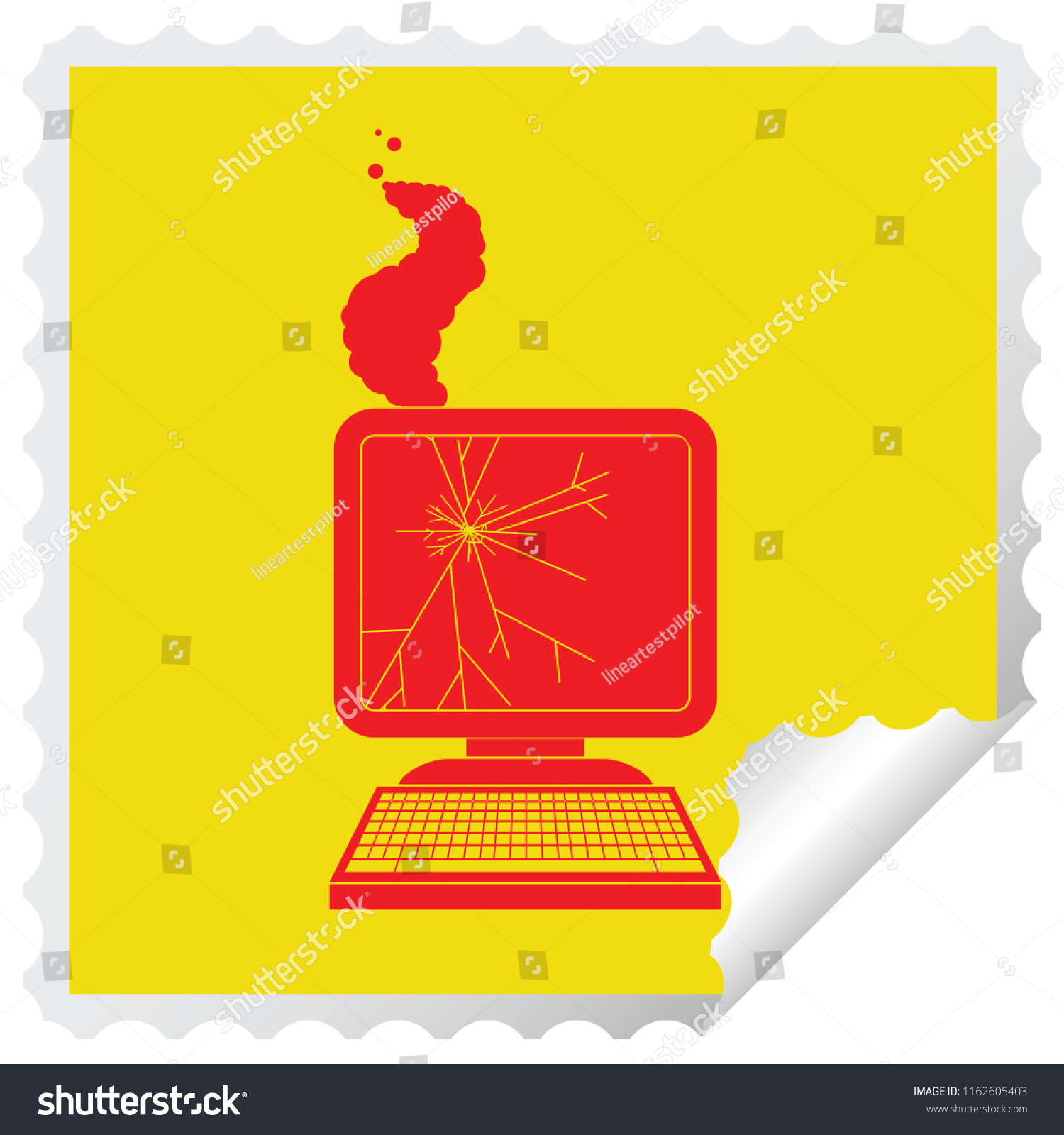 Broken Computer Graphic Square Peeling Sticker Stock Vector (Royalty ...